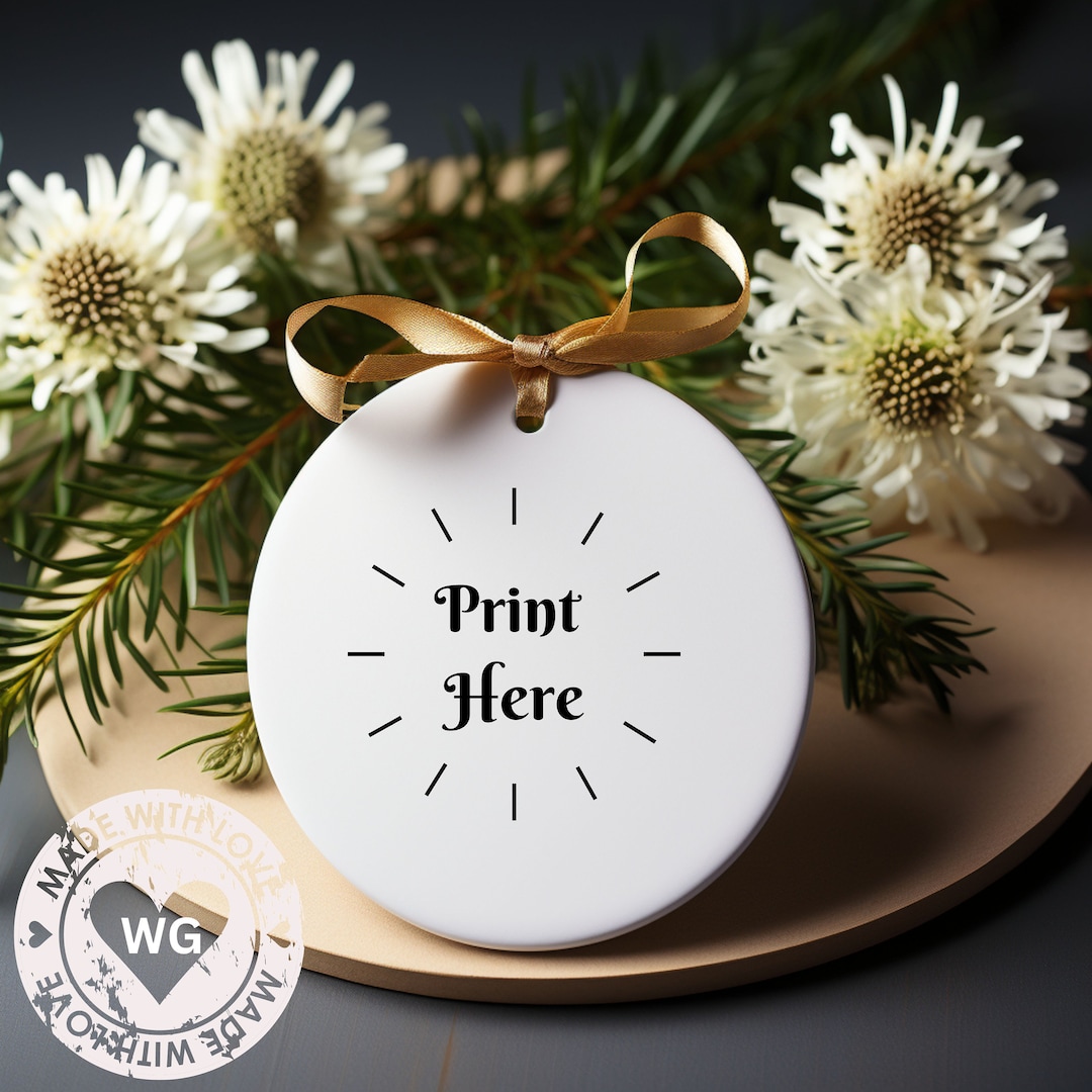 Round Gift Tag Mockup, Boho Tag Mockup, Branding Mockup, Empty Gift Tag ...