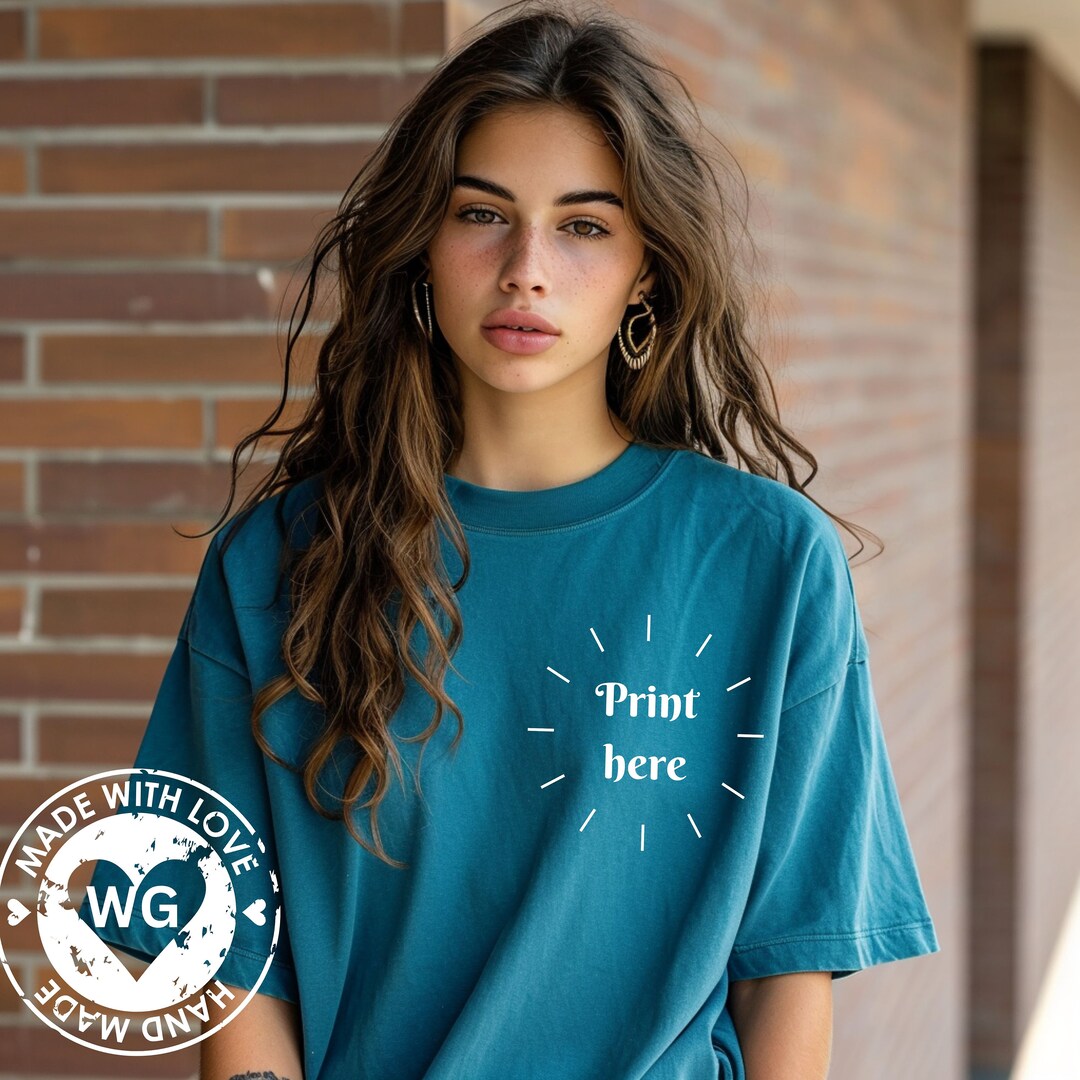 Topaz Blue CC 1717 Mockup, Comfort Colors 1717 Mockup Topaz Blue, Boho ...