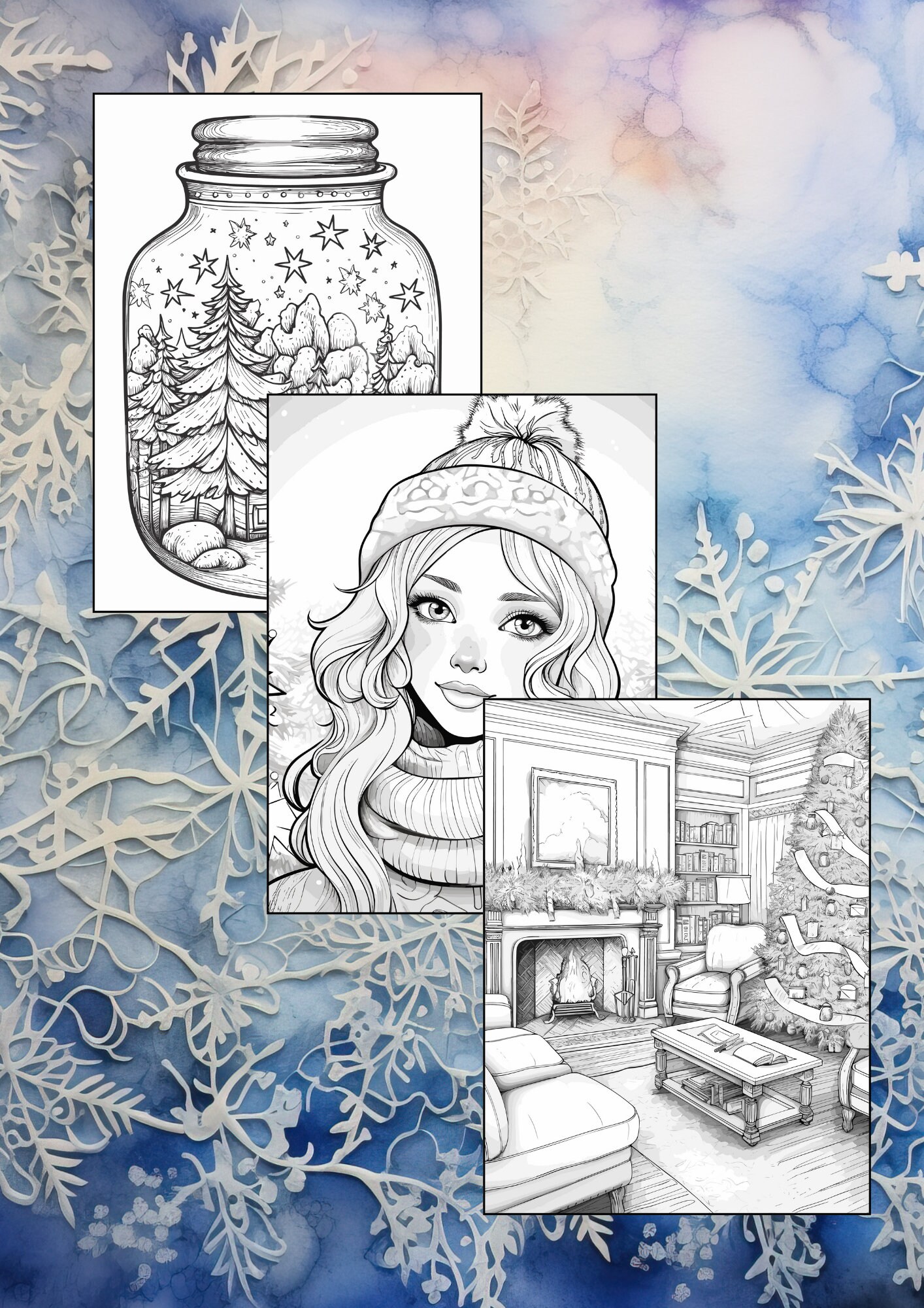 100 Calming Christmas Colouring Pages Festive Activities for Adults ...