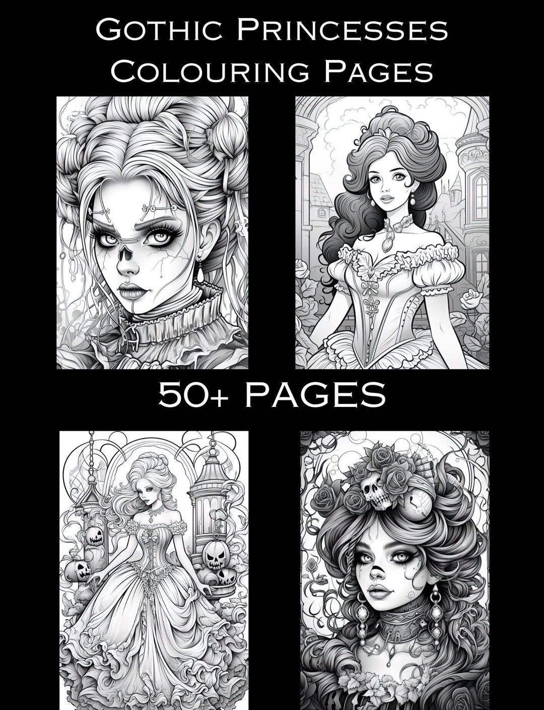 50 Gothic/steampunk Princesses Colouring Pages for Adults Instant ...