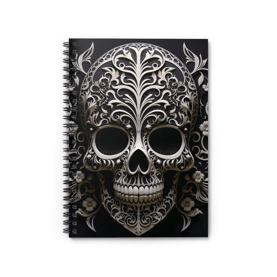 Skull Spiral Notebook, Skull Journal Notebook, - Ruled Line - Etsy