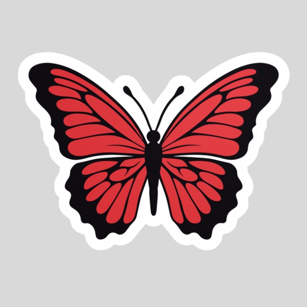 Red Butterfly Kiss-cut Vinyl Decal Sticker, Insect Lover Gift, Nature ...
