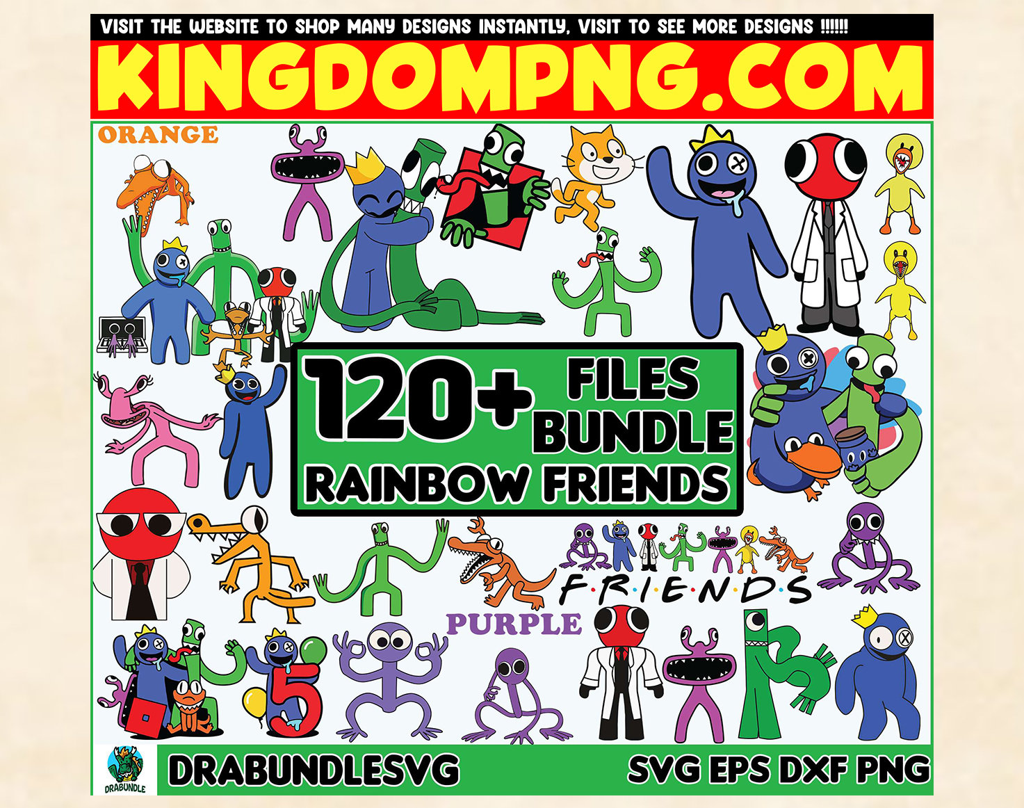 120 Rainbow Friends Clipart PNG Bundle Blue PNG Bundle - Etsy