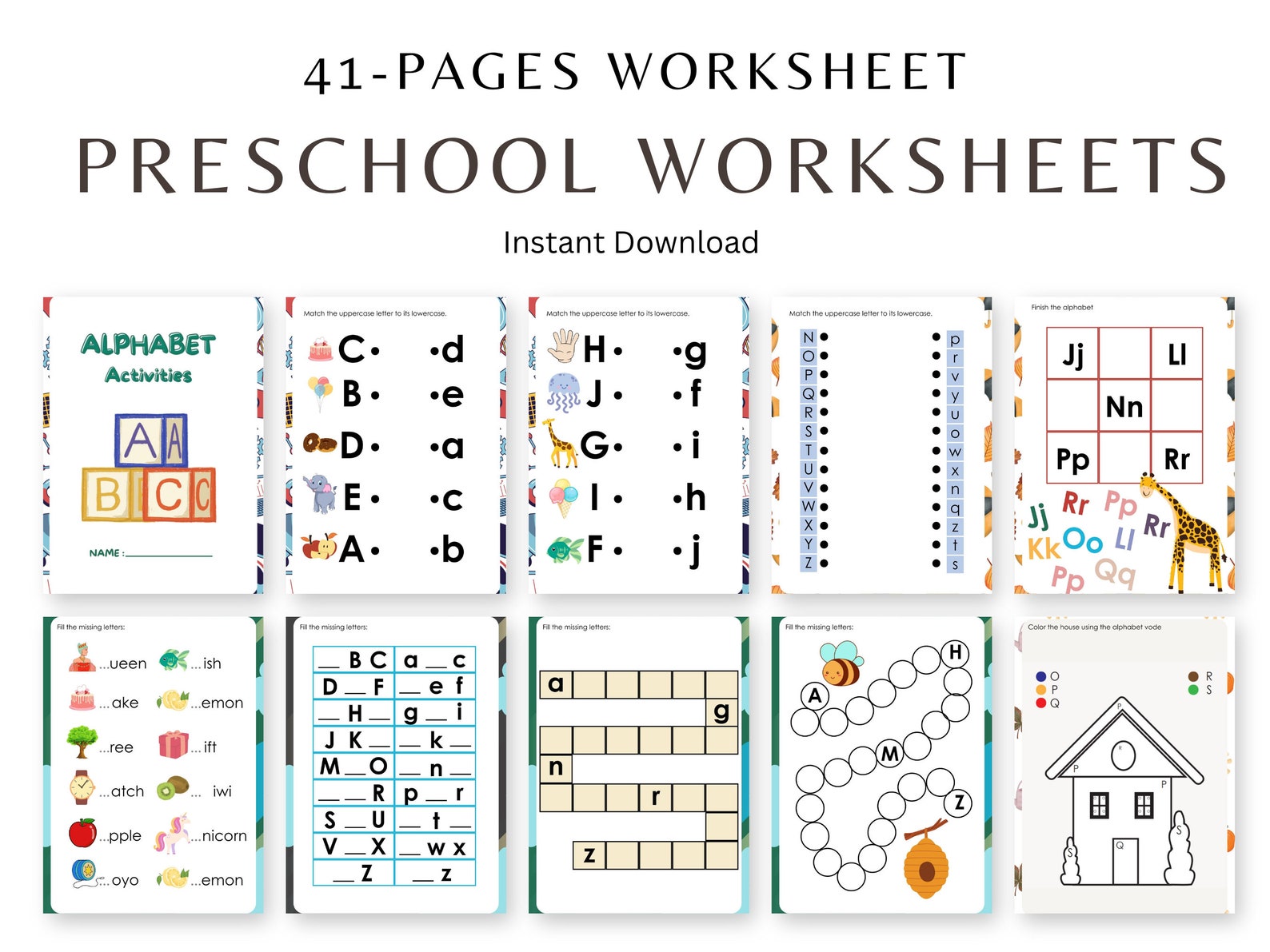 Preschool Alphabet Worksheets Alphabet Activities Toddler Activity ...
