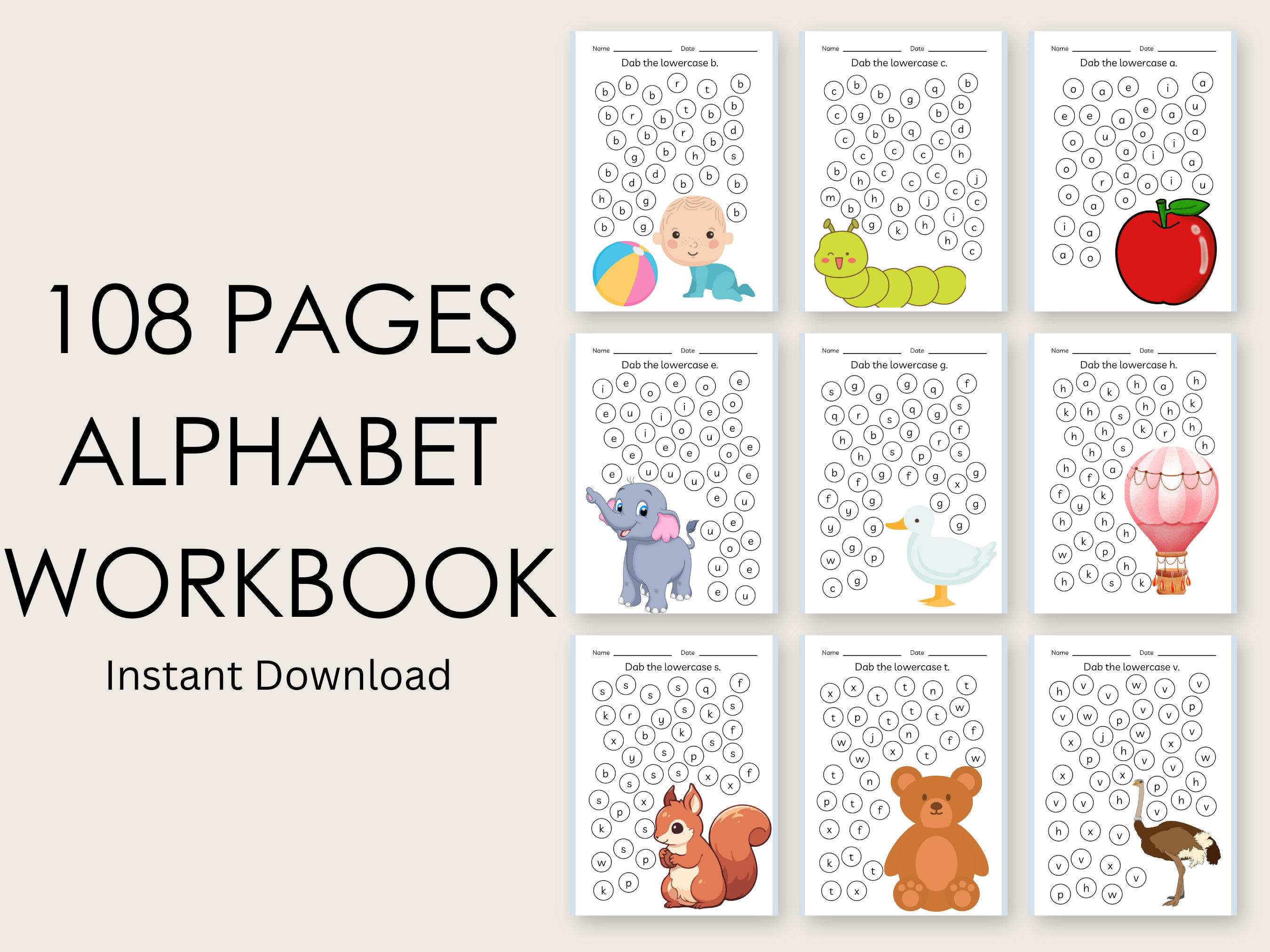 Preschool Workbook Alphabet Workbook Alphabet Activities | Alphabet ...