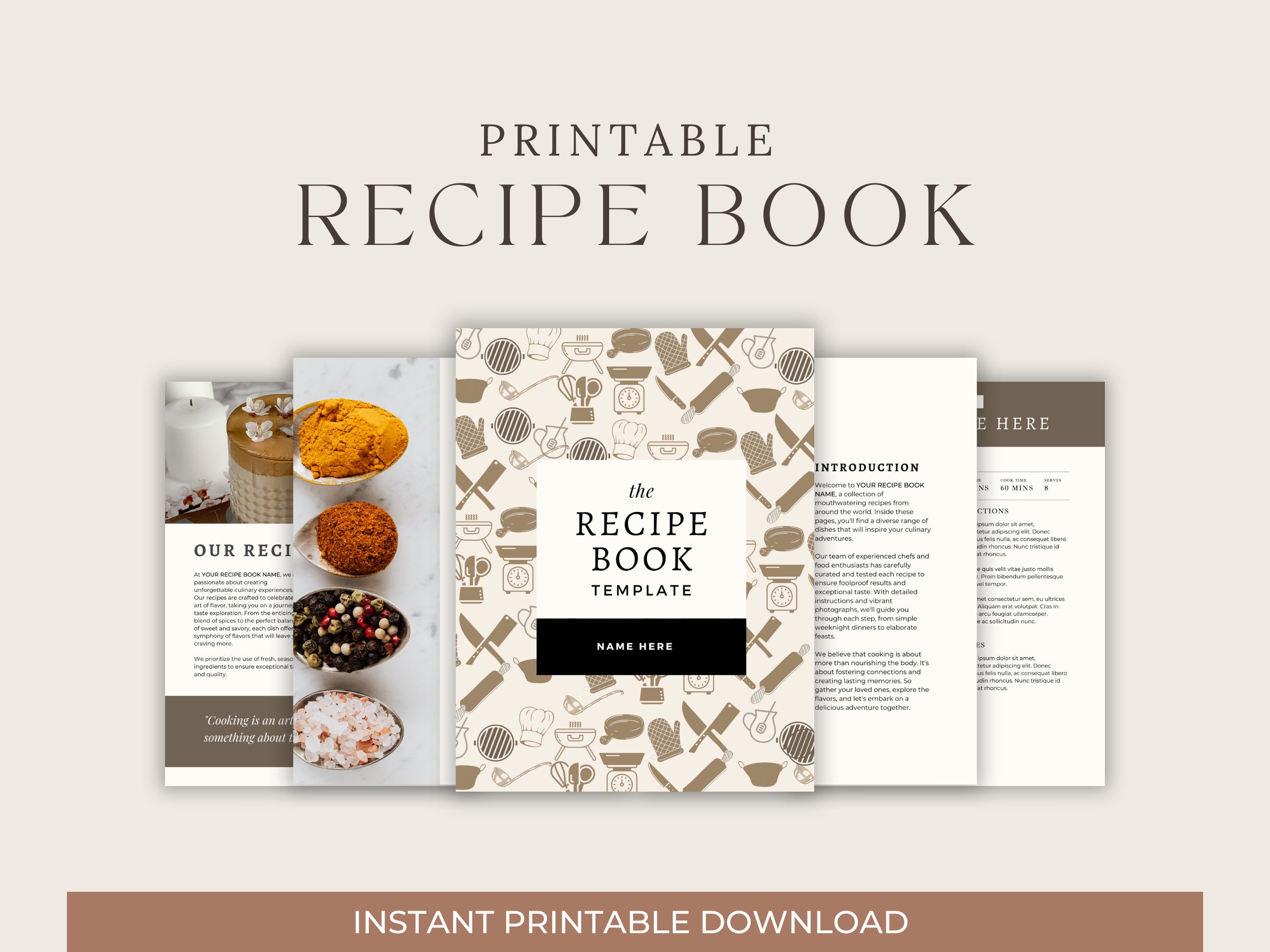 Cookbook Template Editable Recipe Book Template Family Recipe Book ...