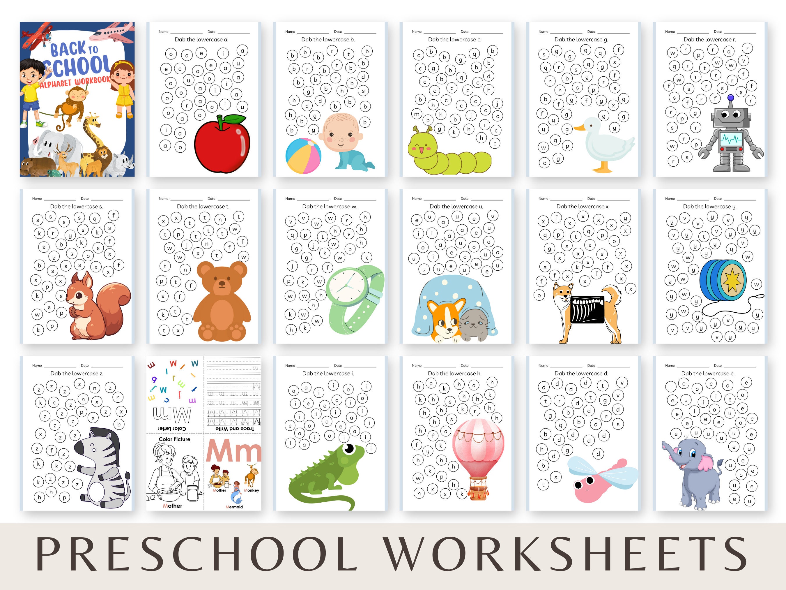 Preschool Workbook Alphabet Workbook Alphabet Activities | Alphabet ...