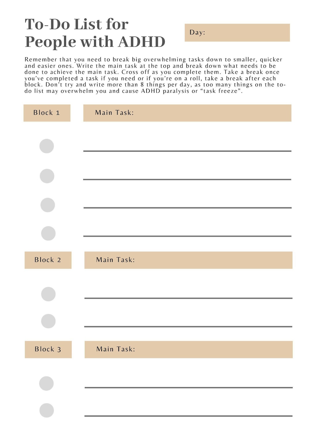 ADHD to Do List to Boost Productivity Download & Print - Etsy