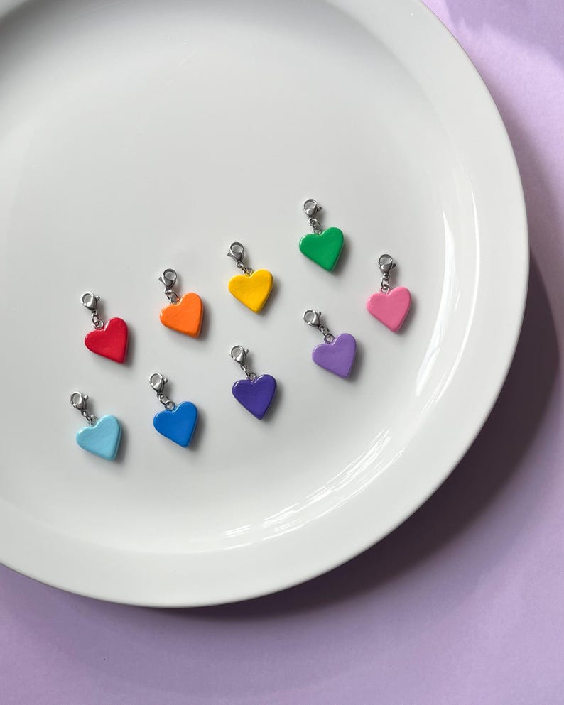 Pink Heart Charm | Individual Handmade Clay Charm | Small Pendant ...