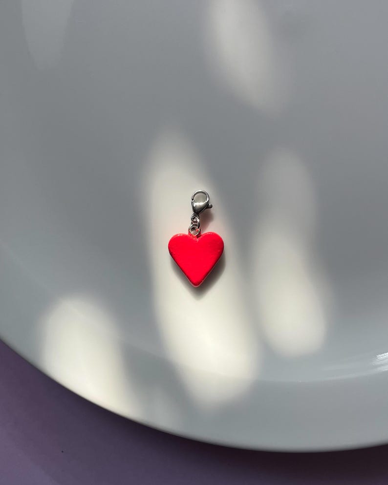 Pink Heart Charm | Individual Handmade Clay Charm | Small Pendant ...