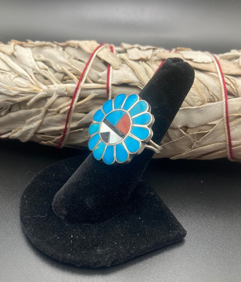 Vintage Zuni Turquoise Native American Sunface Ring Signed 1975 - Etsy