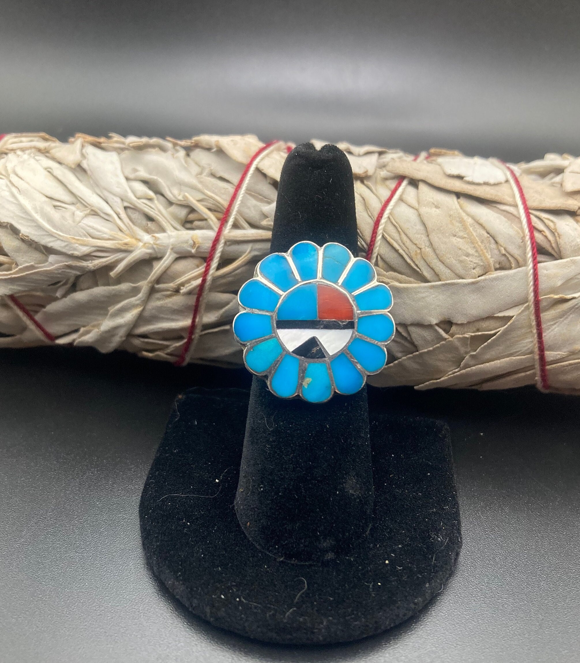 Vintage Zuni Turquoise Native American Sunface Ring Signed - 1975 - Etsy