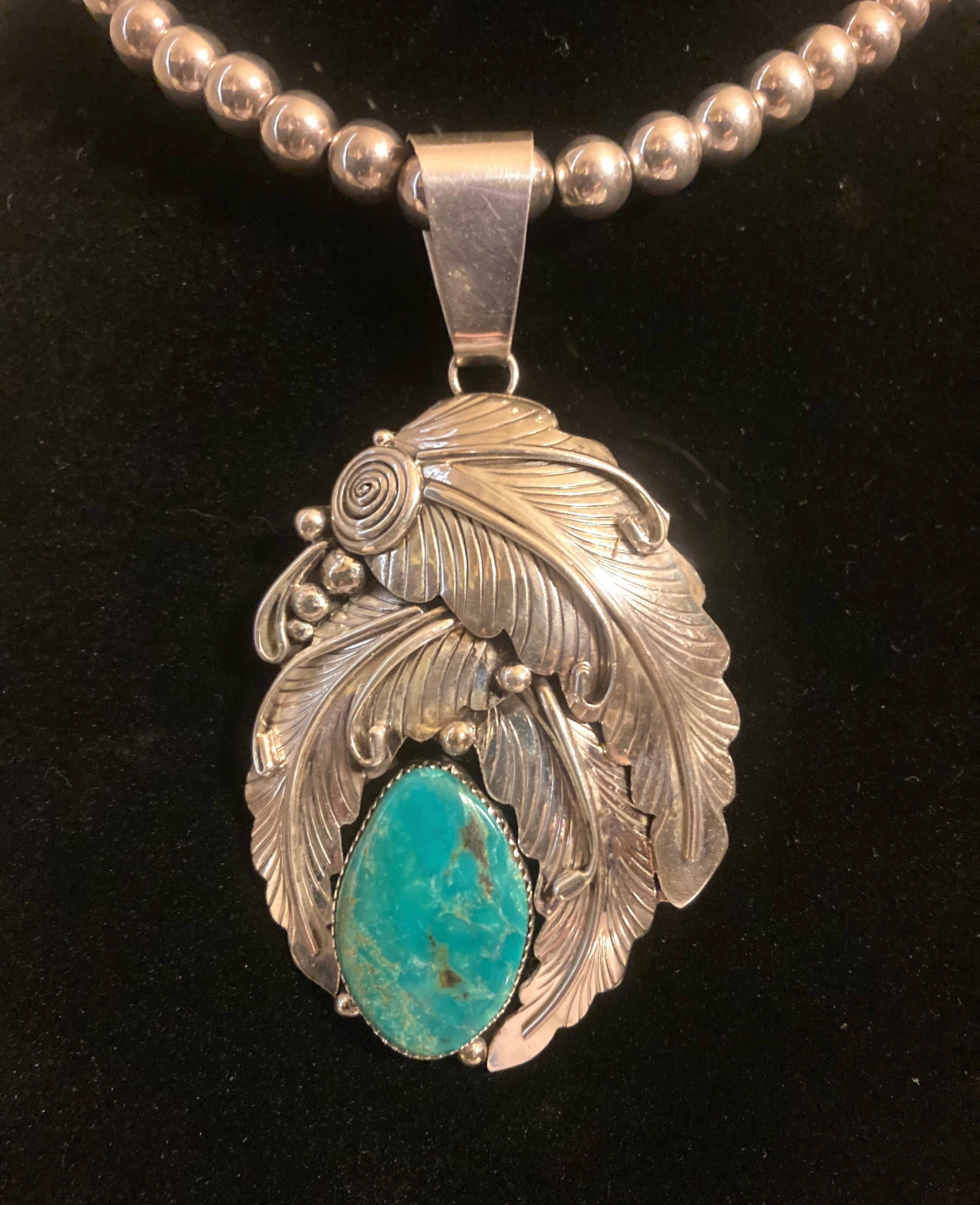 HUGE Vintage Native American Navajo Turquoise Feather Pendant Only ...