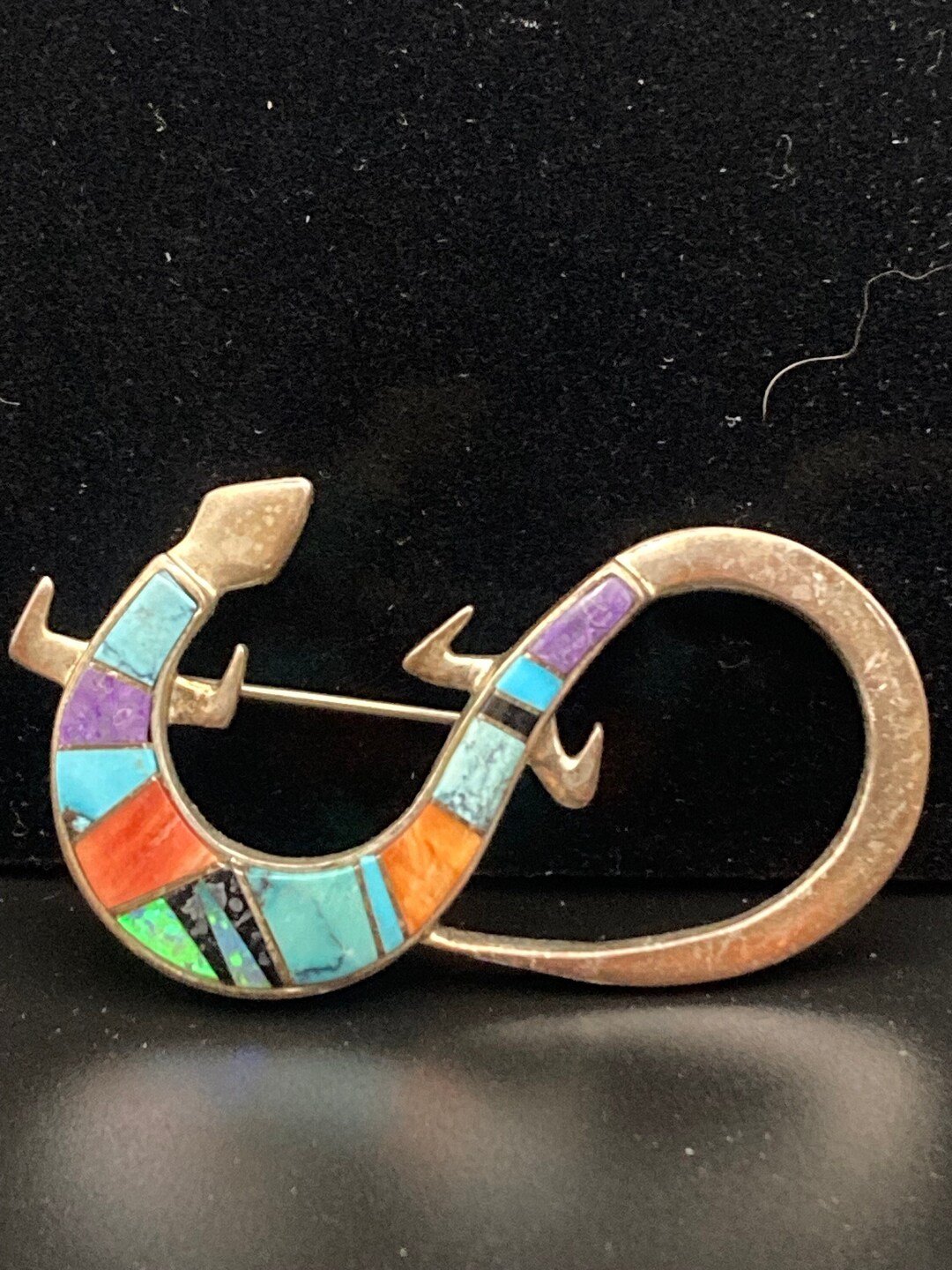 Vintage Native American Calvin Begay Turquoise Inlay Salamander/lizard ...