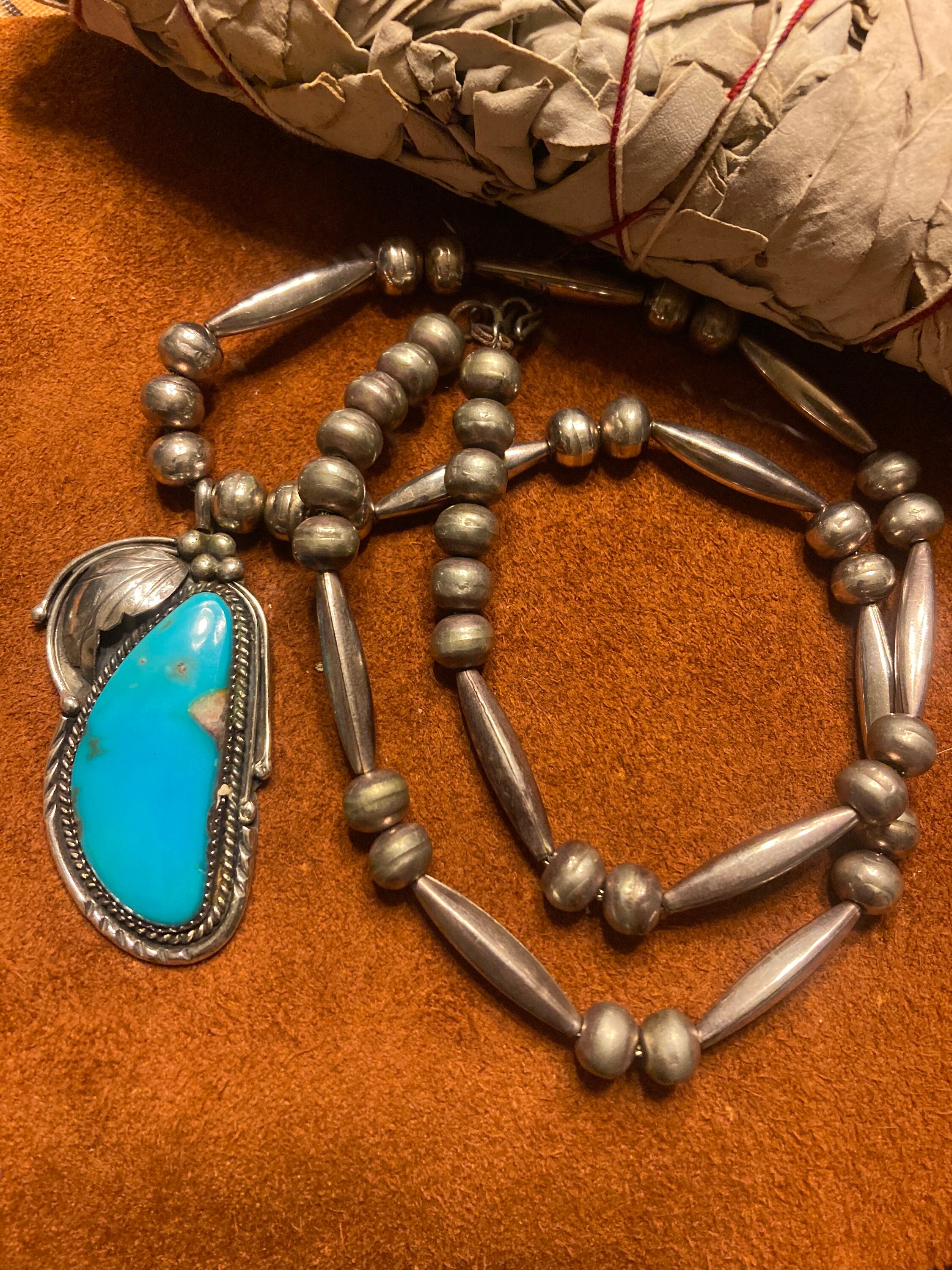 RARE Native American Navajo Old Pawn Turquoise Bench Bead Necklace ...