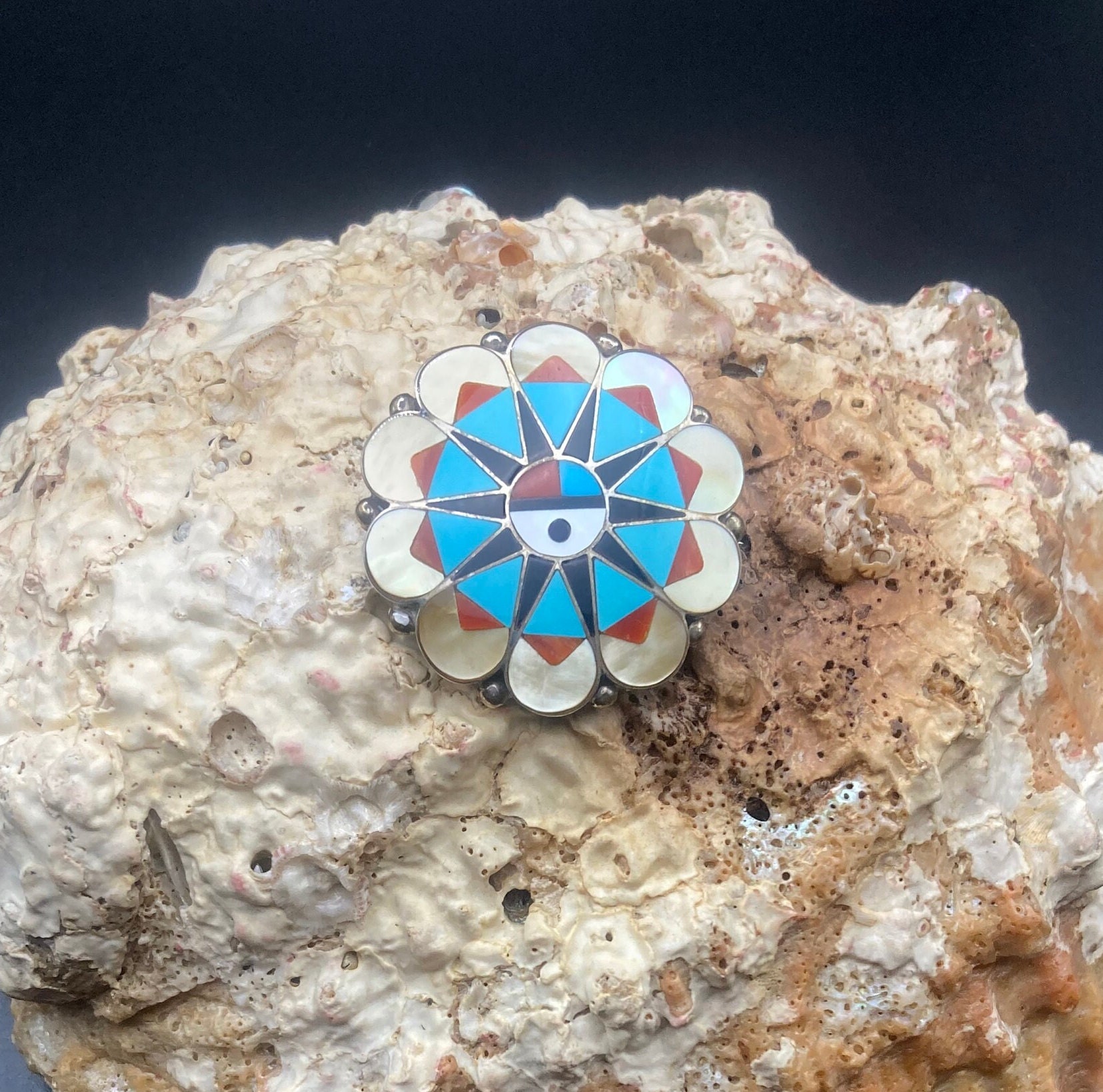 Beautiful Handcrafted Sunface Yellow Mussel Shell Turquoise - Etsy