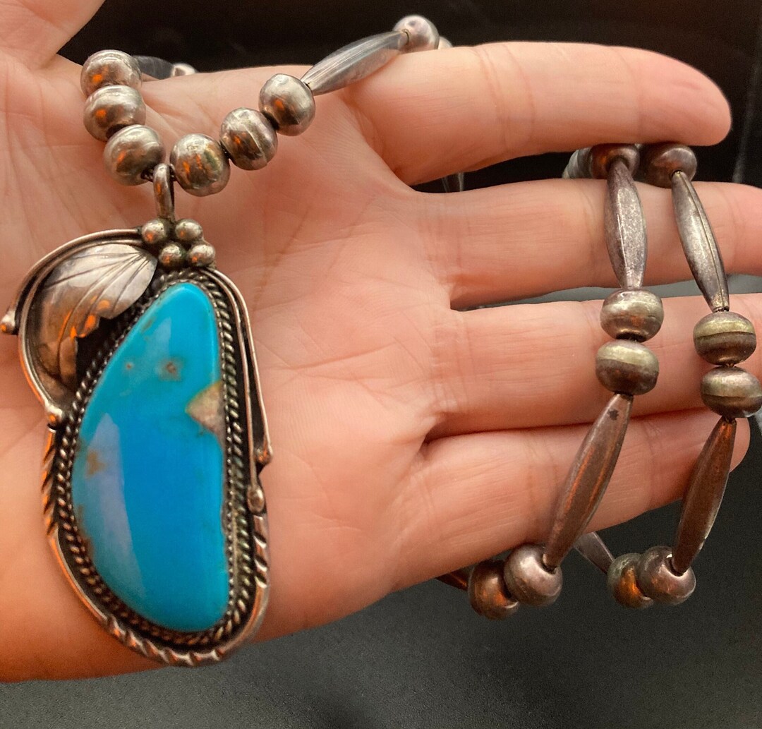 RARE Native American Navajo Old Pawn Turquoise Bench Bead Necklace ...