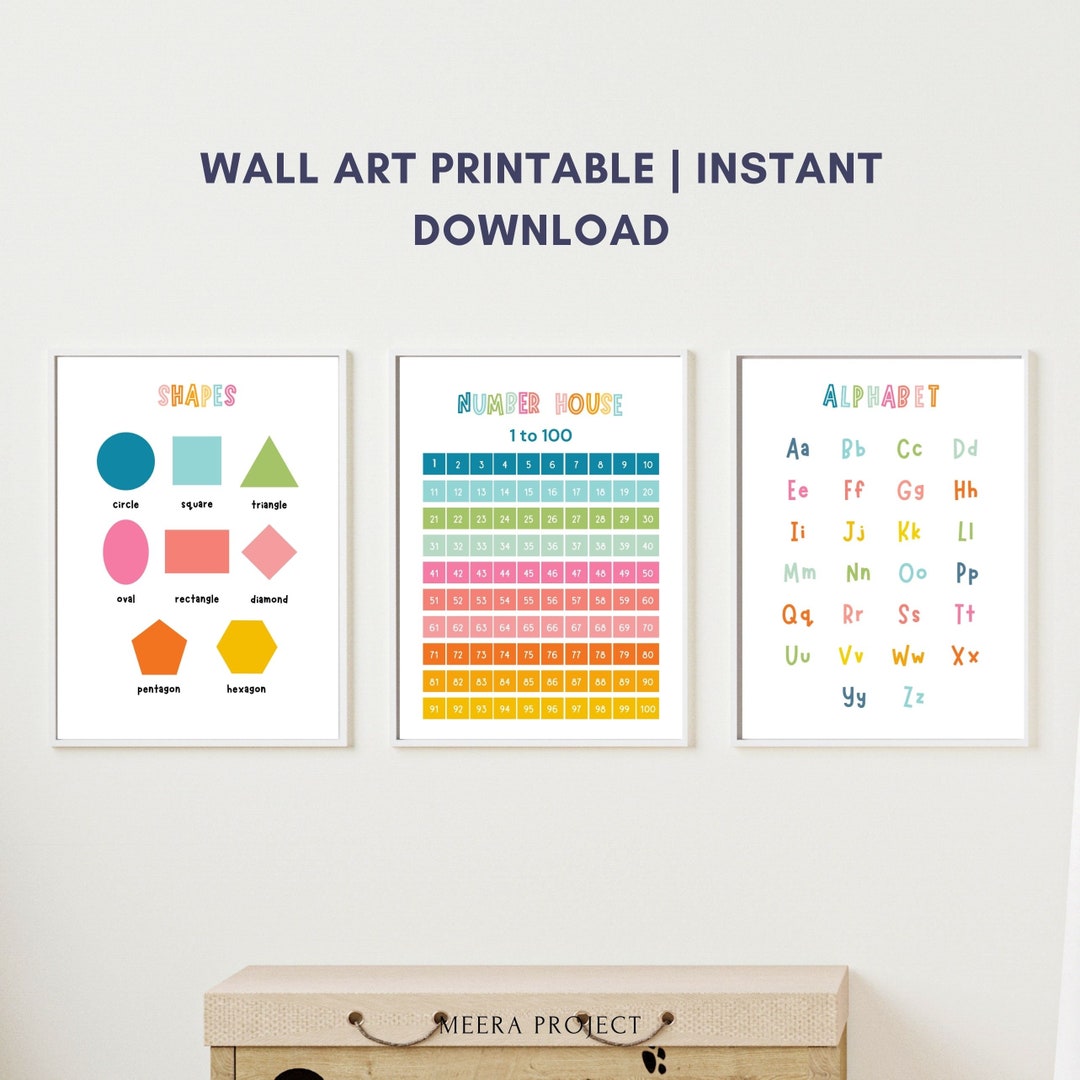 Learn and Play: Shapes, Numbers, & Alphabet Posters Educational Kids ...