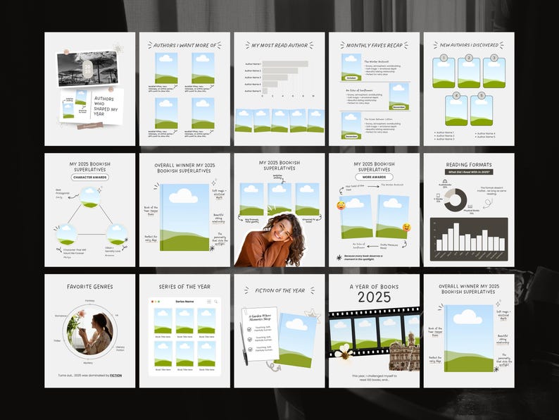 2025 Bookstagram Reading Recap Templates Book Review Canva Reading ...