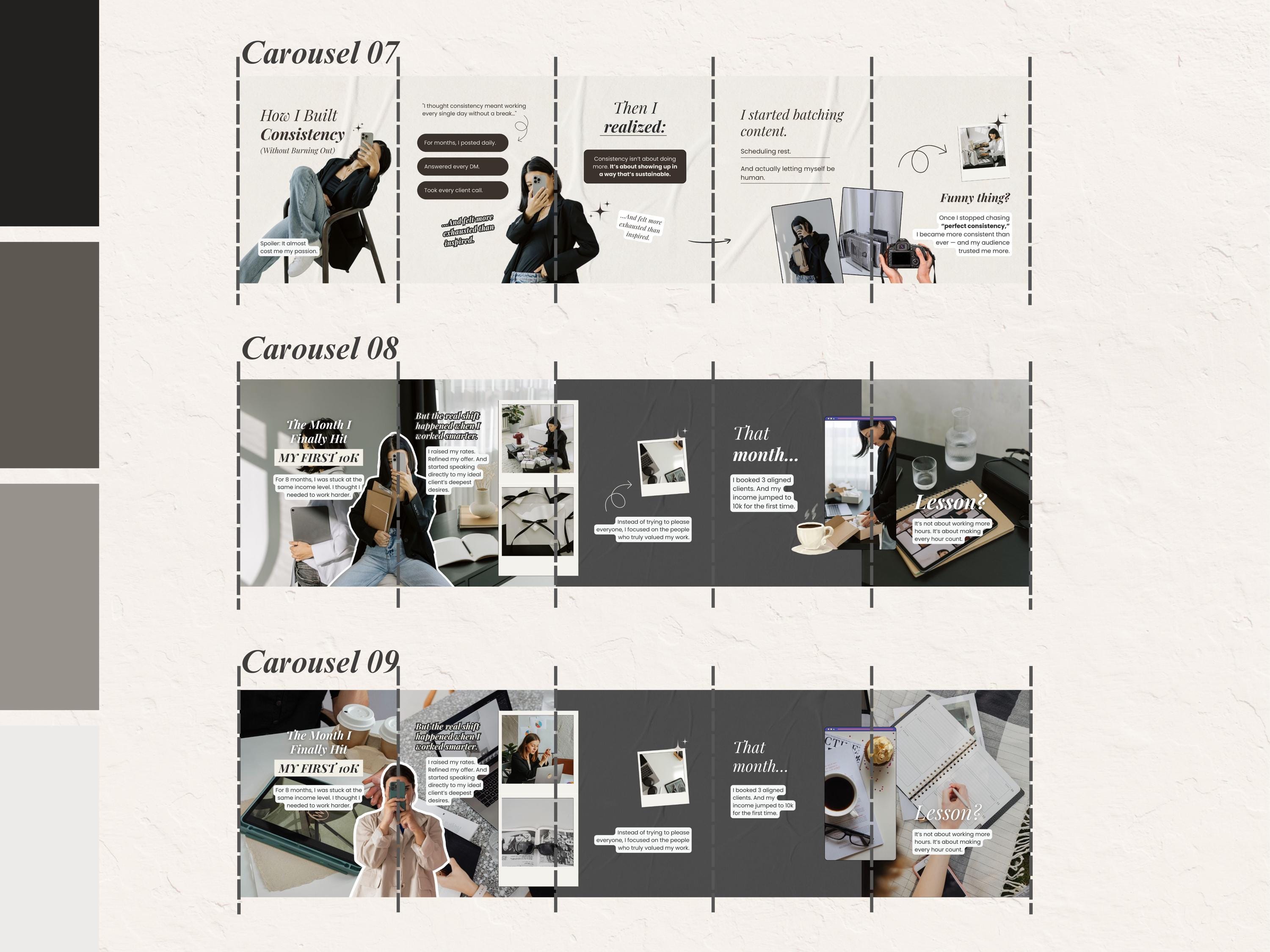 Seamless Instagram Carousel Templates: Beige Social Media Posts for ...