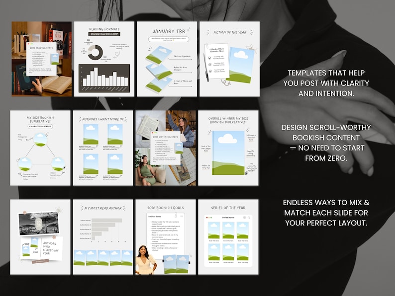 2025 Bookstagram Reading Recap Templates Book Review Canva Reading ...