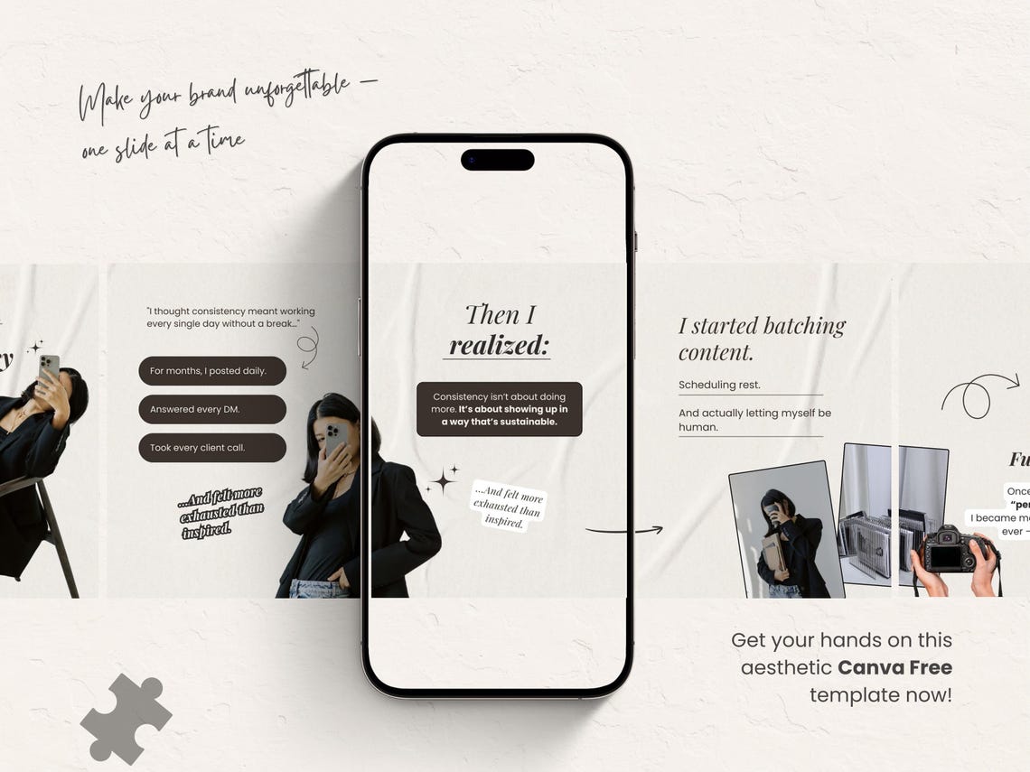 Seamless Instagram Carousel Templates: Beige Social Media Posts for ...