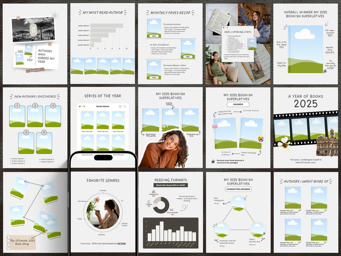 2025 Bookstagram Reading Recap Templates Book Review Canva Reading ...