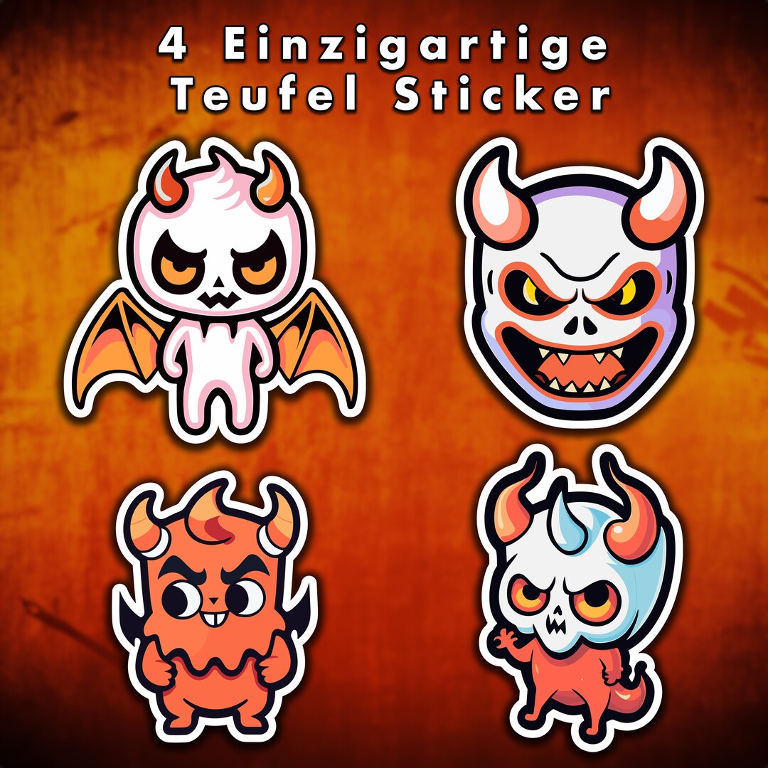 Devil Halloween Sticker Set 4 Unique Waterproof Sticker - Etsy