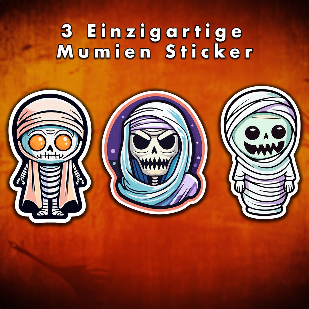 Mummies Halloween Sticker Set 3 Unique Waterproof Sticker Designs - Etsy
