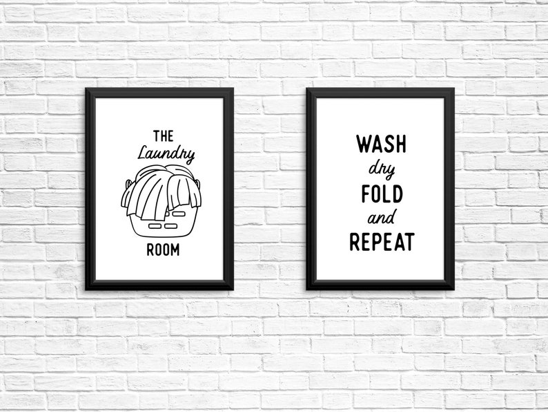 Laundry Room Posters Printable Wall Art Black and White Wall Decor ...