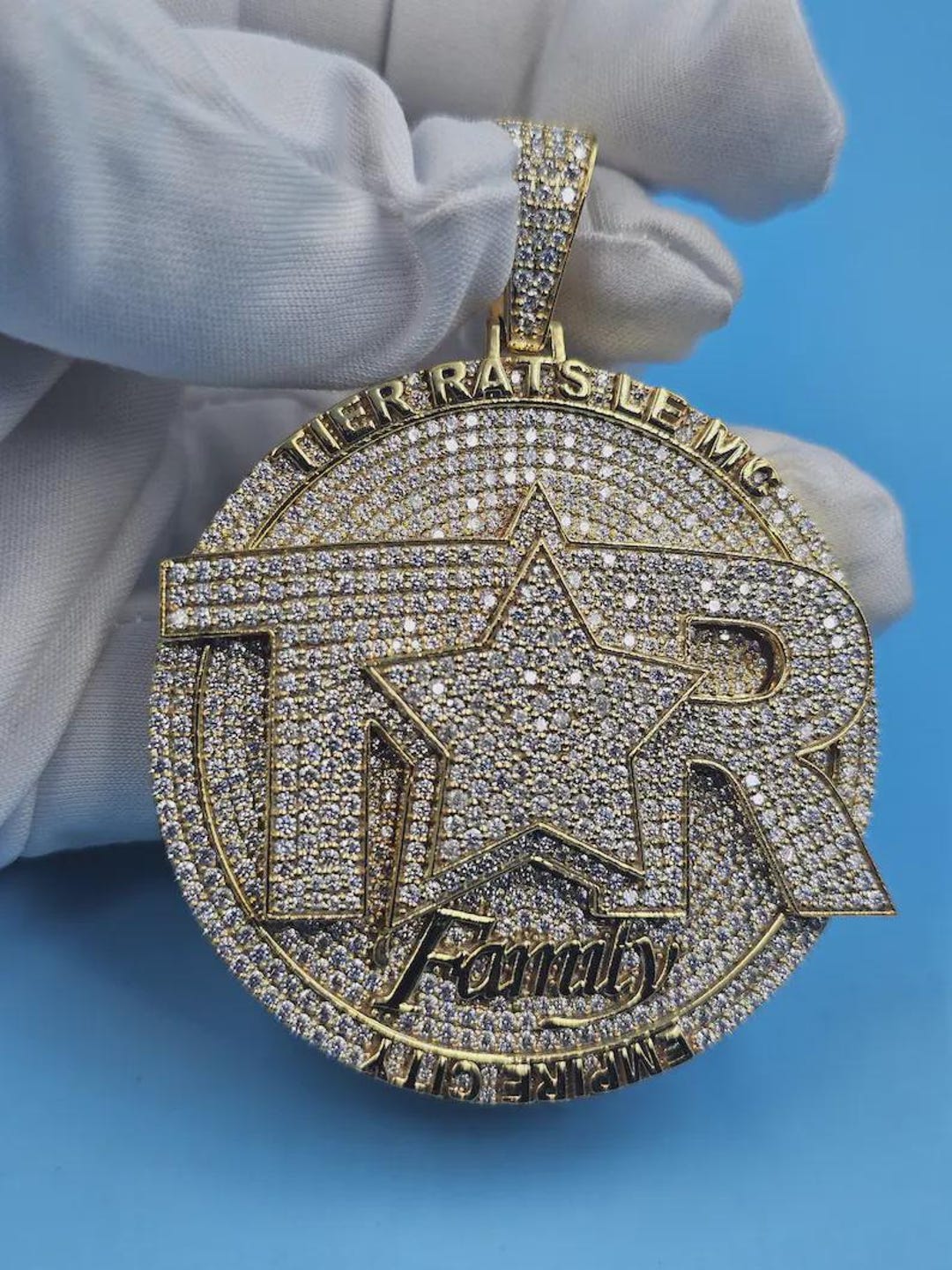 Custom Iced Out TR Family Pendant • Gold & CZ Medallion - Etsy