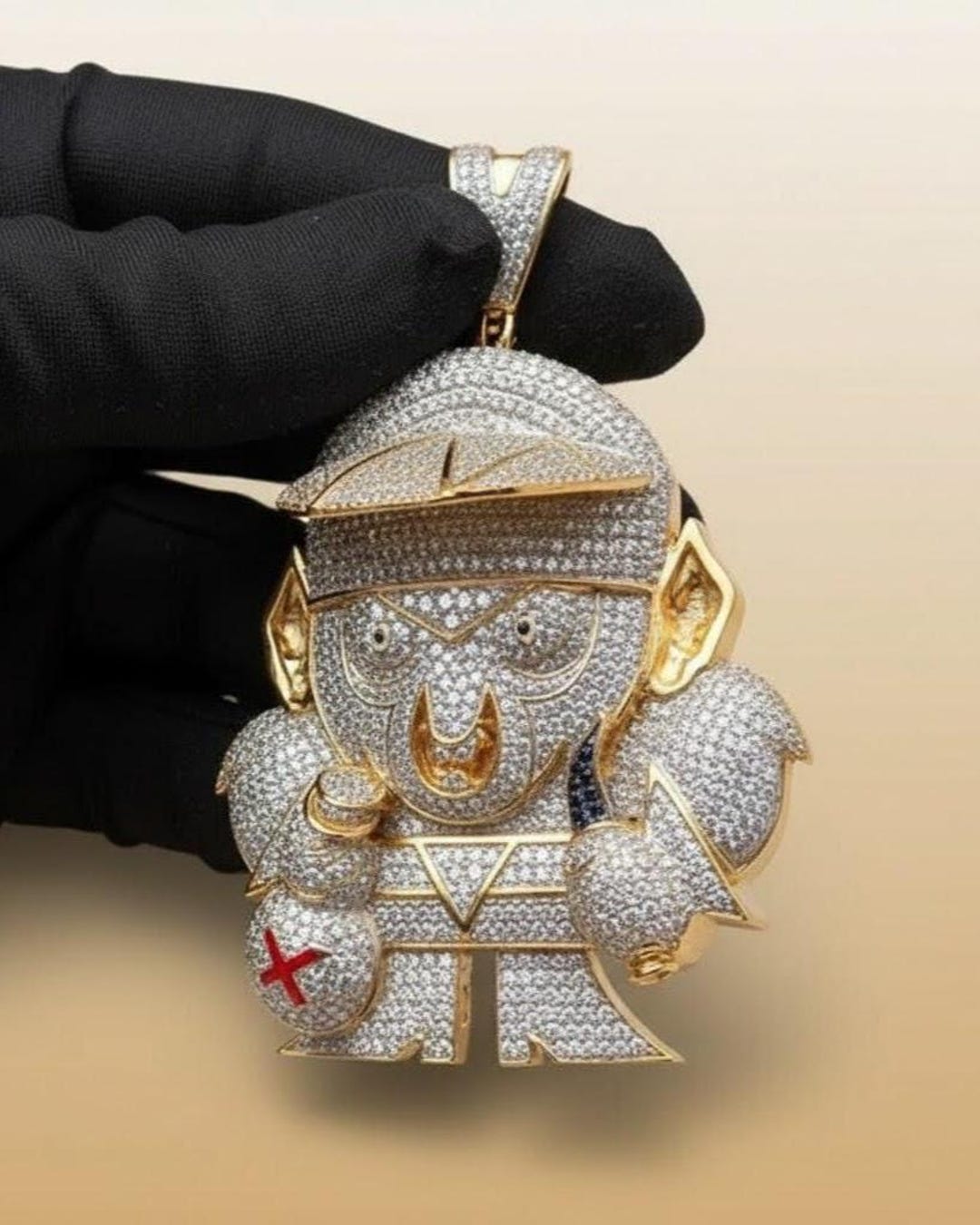 Iced Out Cartoon Character Pendant | Diamond Look Hip Hop Necklace - Etsy