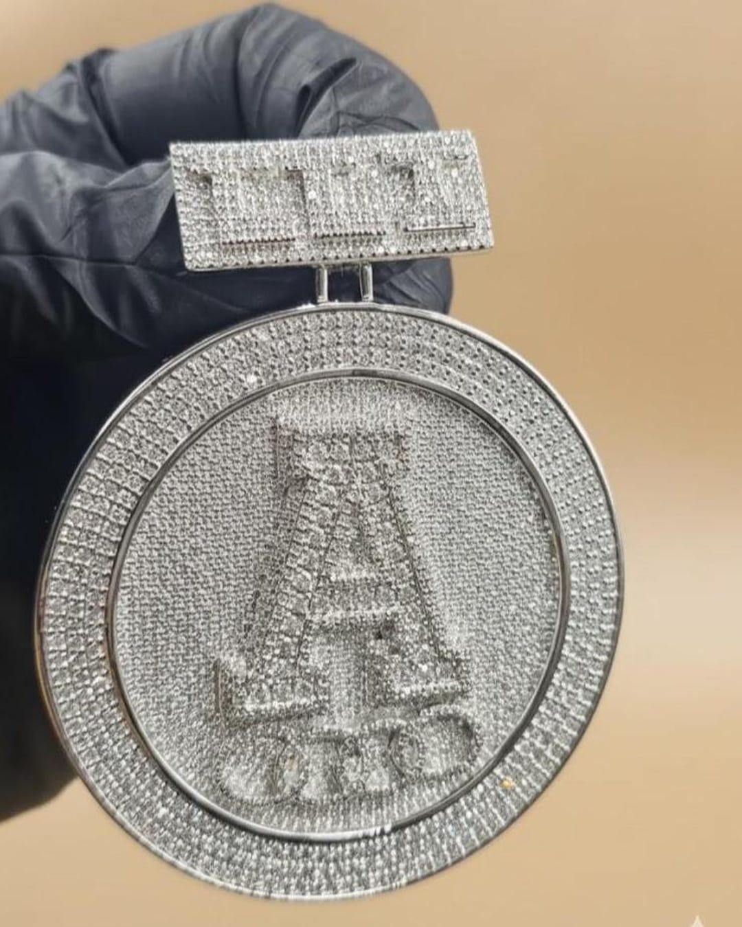 Iced Out Letter A Pendant Necklace Diamond Hip Hop Initial Charm Custom ...