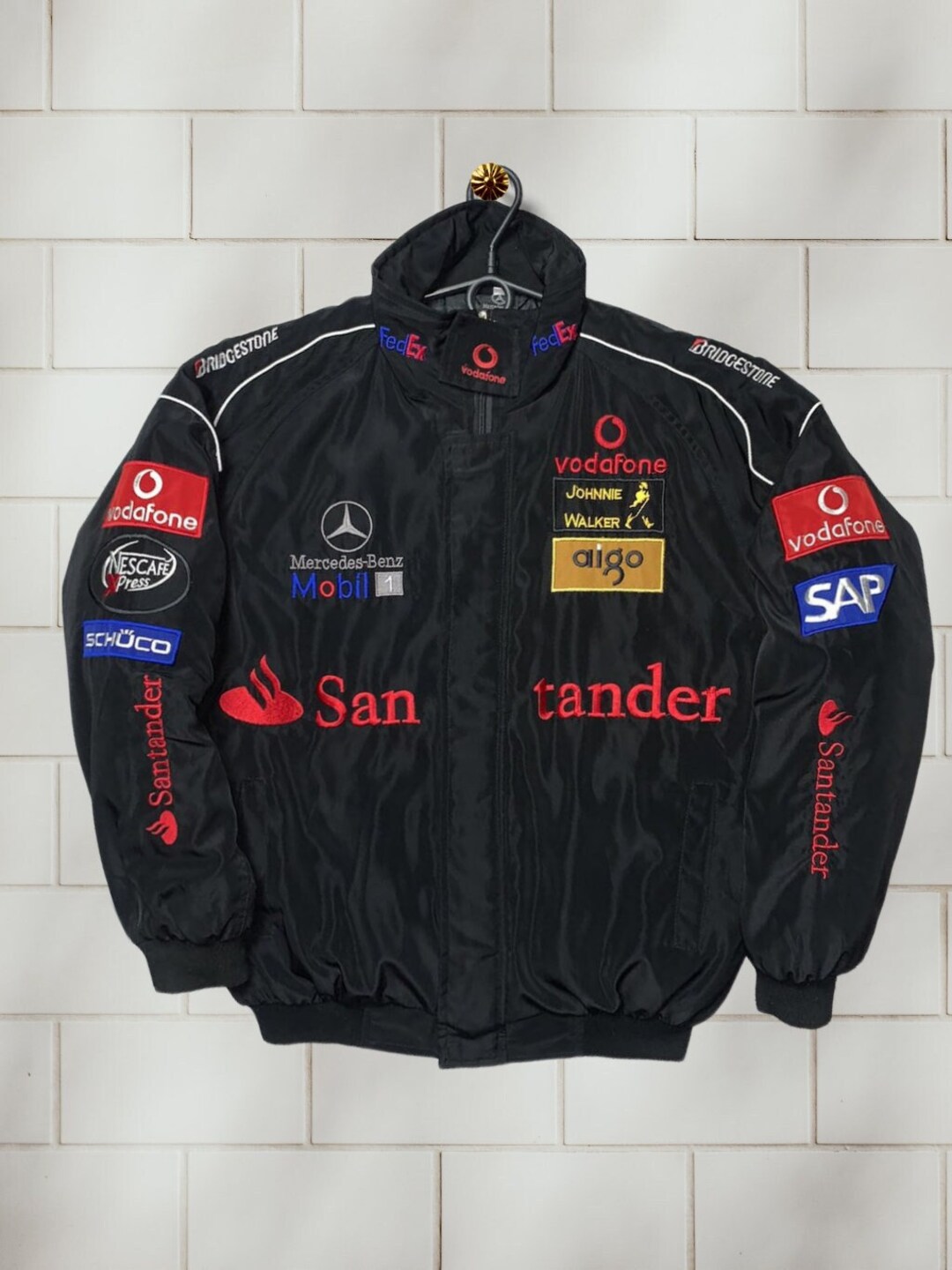 Black Mercedes Racing Jacket, Y2K Aesthetic Embroidery, Exclusive Multi ...