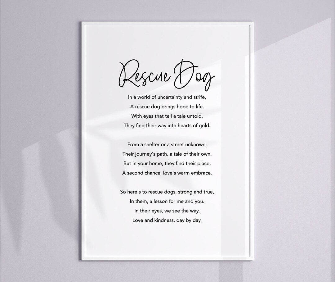 Rescue Dog Poem Print, Rescue Dog Poster, Rescue Dog Home Decor, Rescue ...