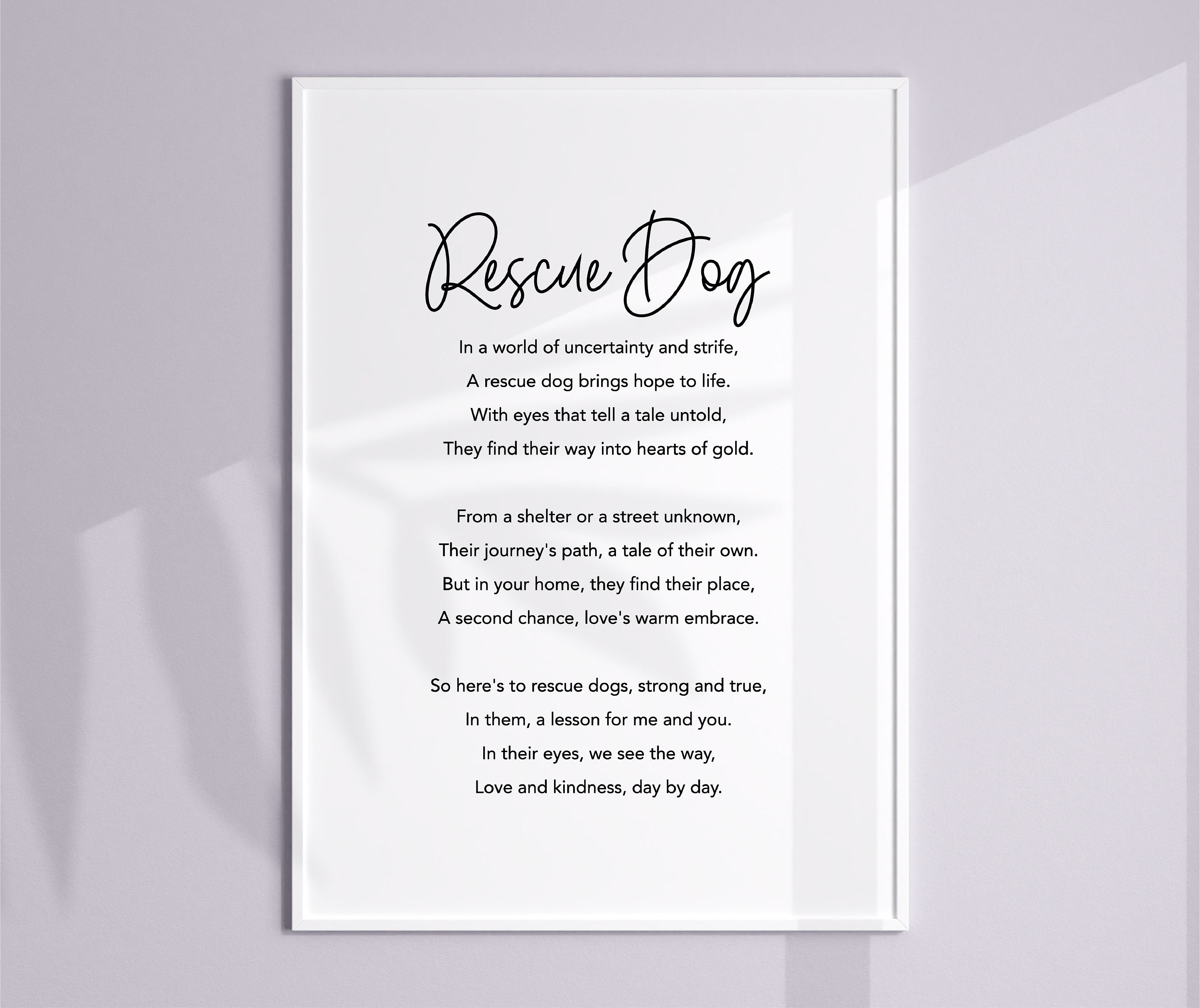 Rescue Dog Poem Print, Rescue Dog Poster, Rescue Dog Home Decor, Rescue ...