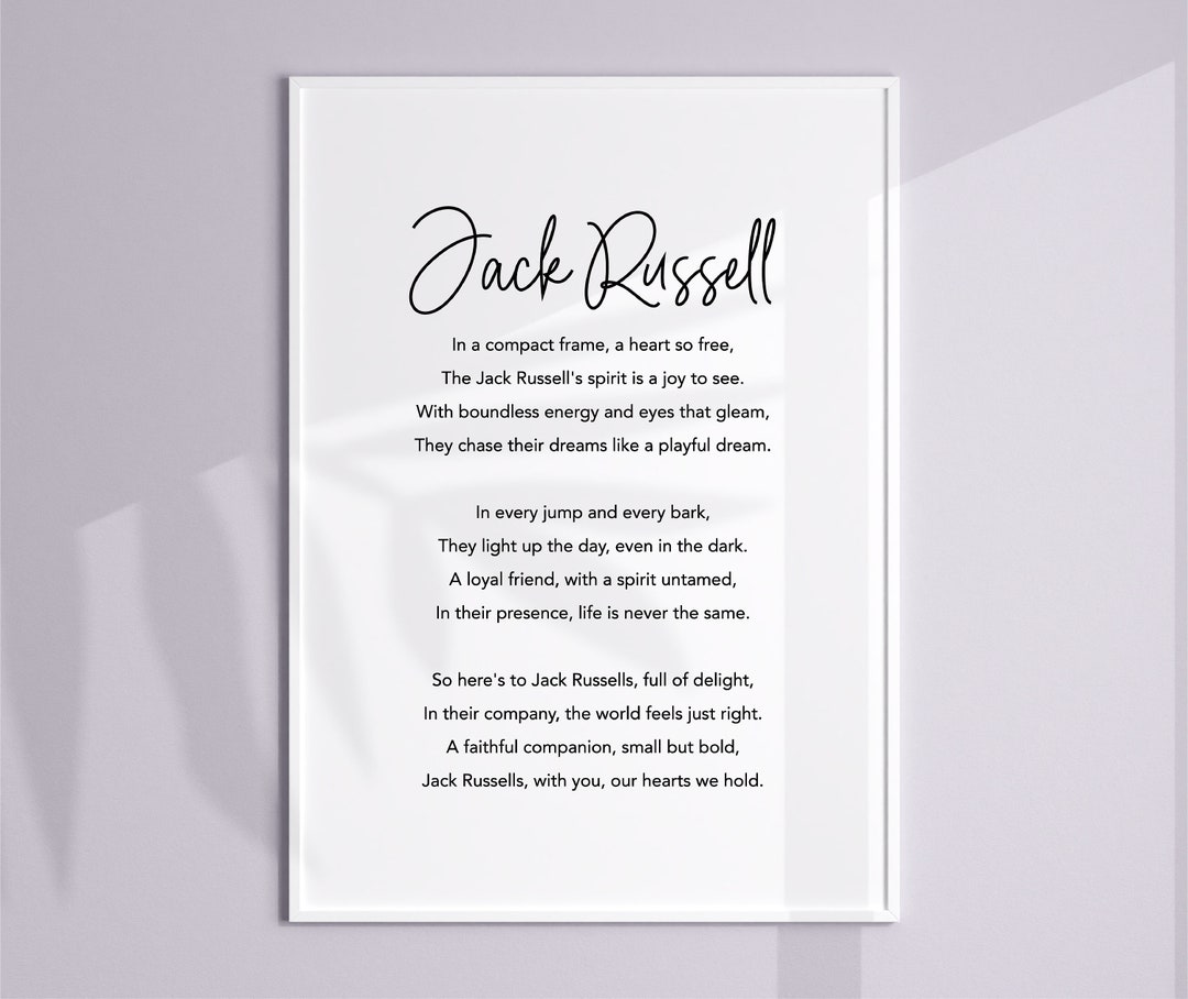 Jack Russell Poem Print Jack Russell Poster Jack Russell - Etsy
