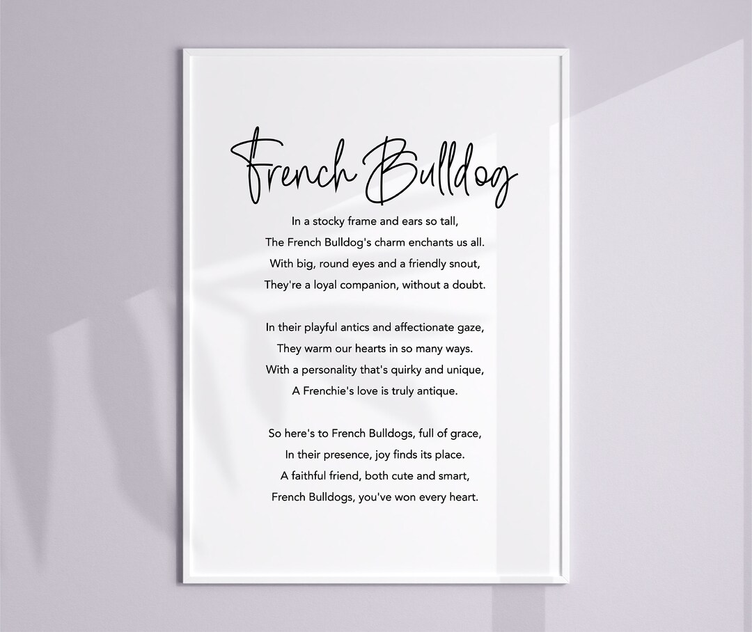 French Bulldog Poem Print, French Bulldog Poster, French Bulldog Home ...