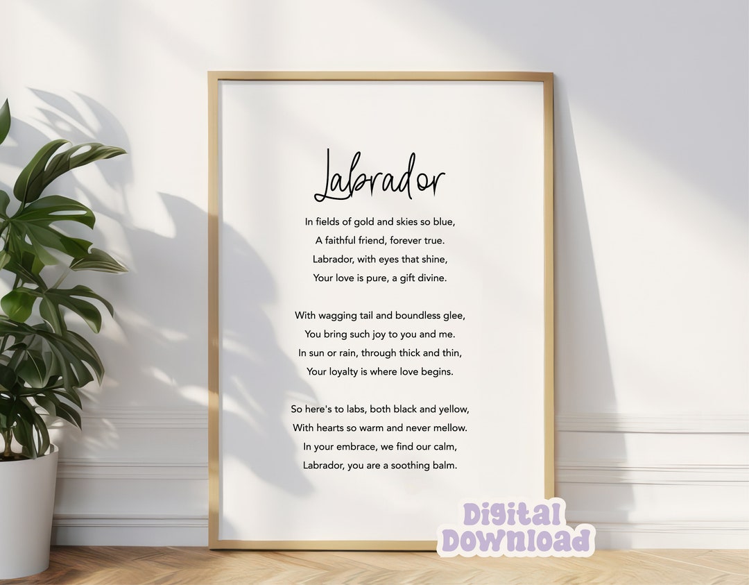 Labrador Poem Print Digital Download Labrador Retriever - Etsy