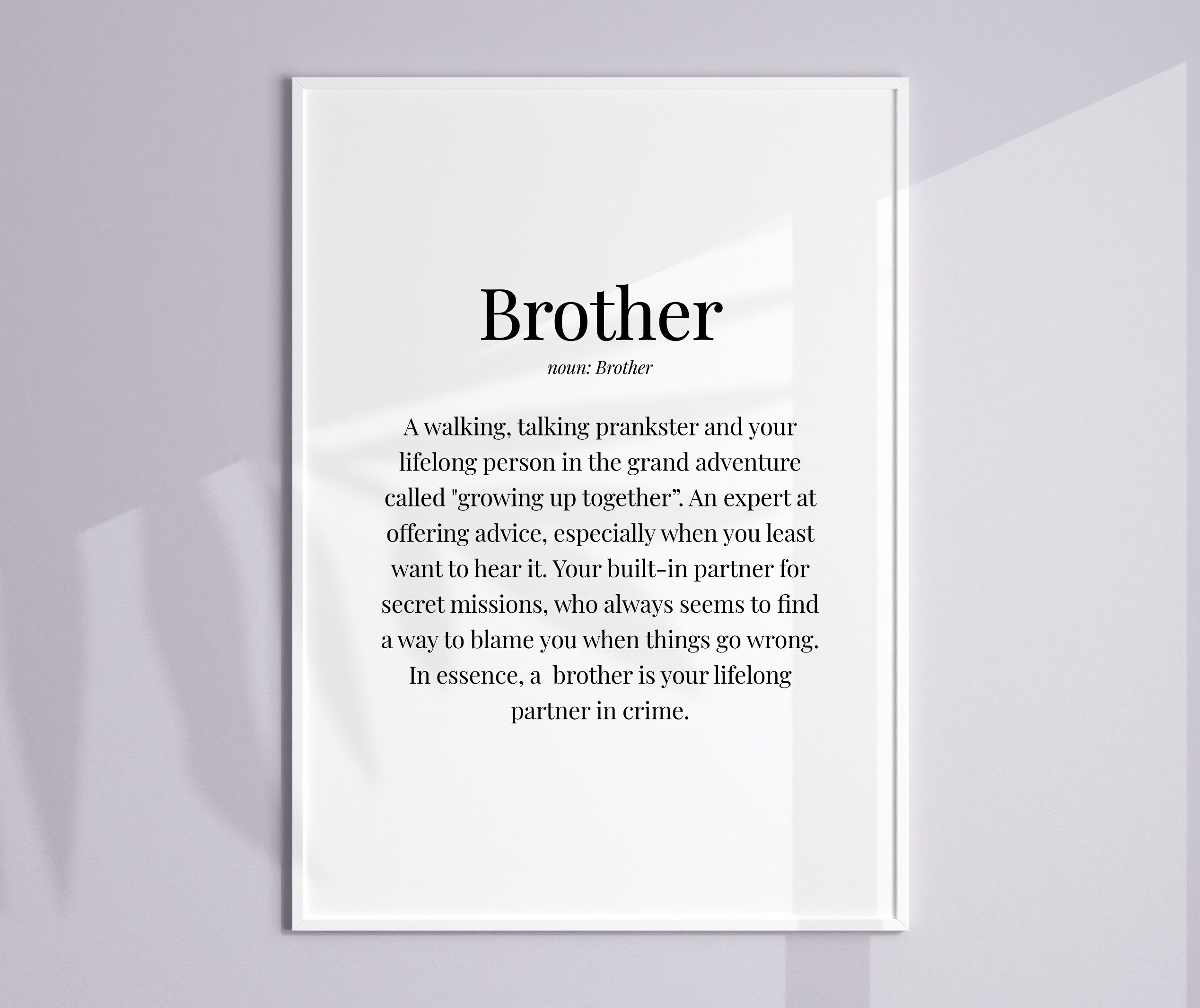 Brother Definition Print, Gift for Brother, Brother Birthday Gift ...