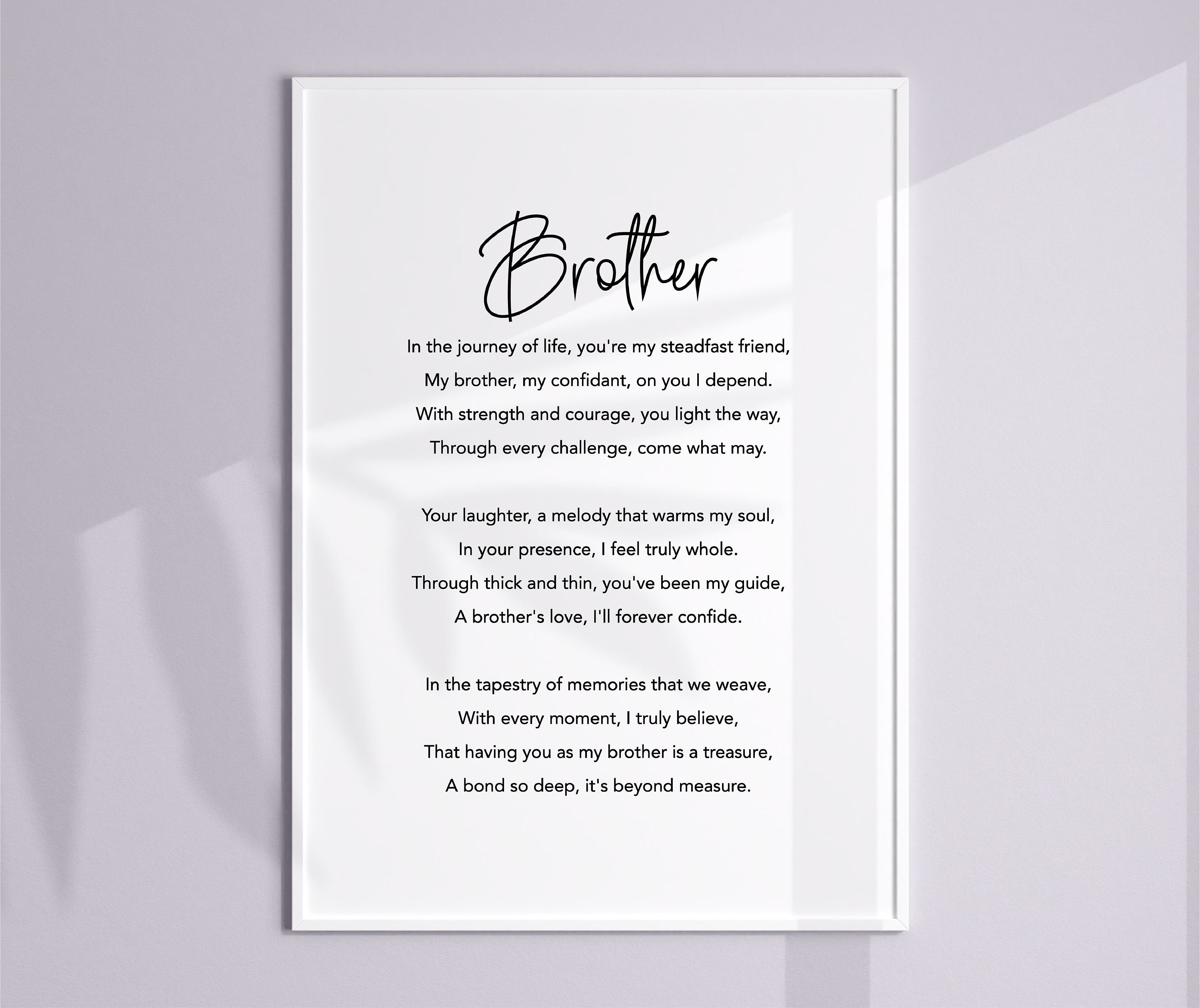 Brother Poem Print, Brother Gifts, Gift for Brother, Brother Birthday ...