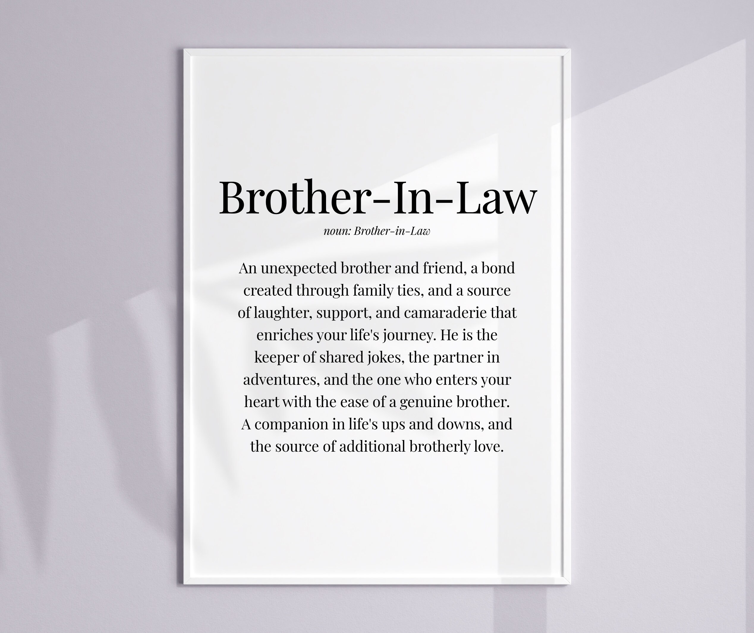 Brother-in-law Definition Print, Gift for Brother-in-law, Brother-in ...