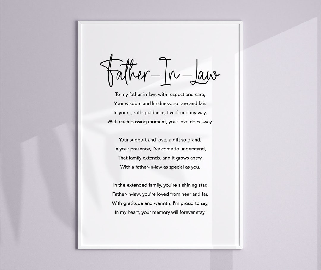 Father-in-law Poem Print, Gift for Father-in-law, Father-in-law ...