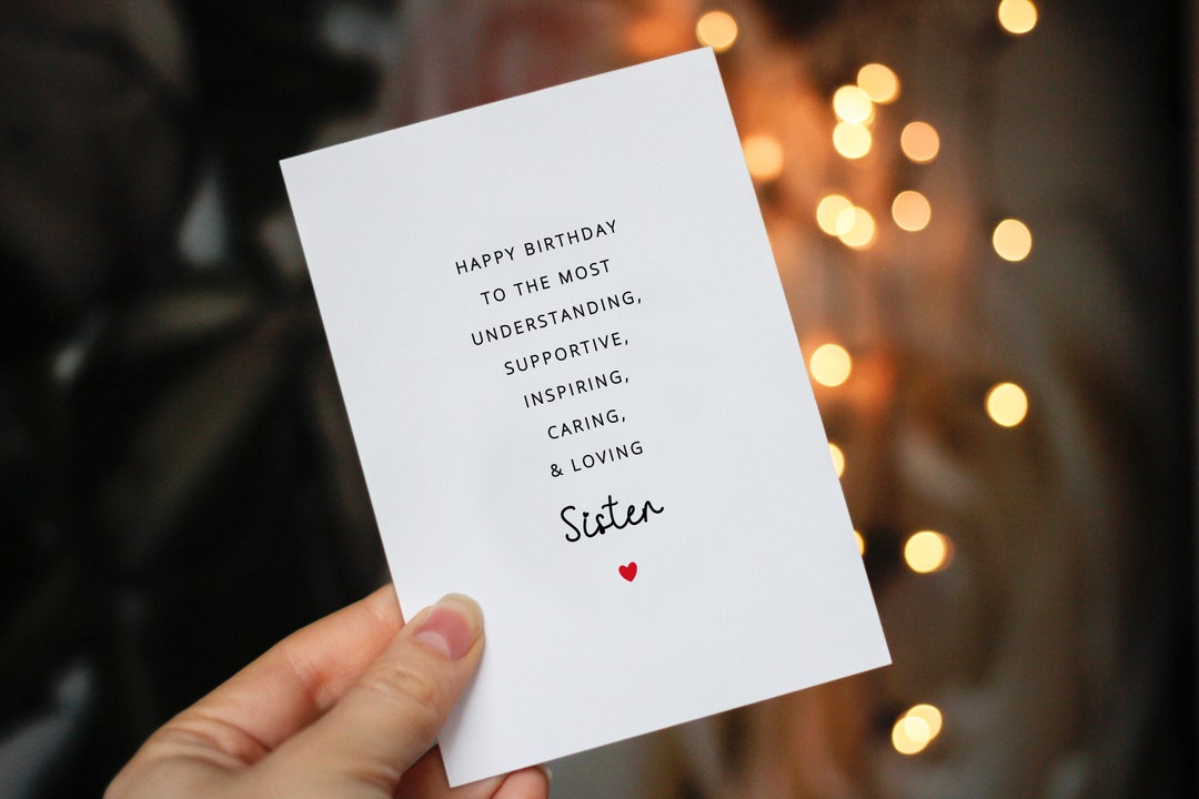 Sister Birthday Card Sister Poem Card Birthday Card for - Etsy
