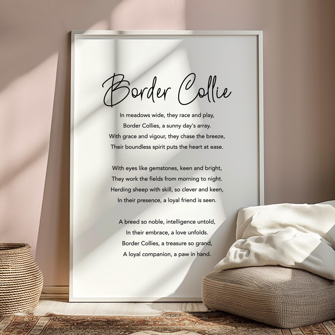 Border Collie Poem Print, Border Collie Wall Art, Border Collie Lover ...