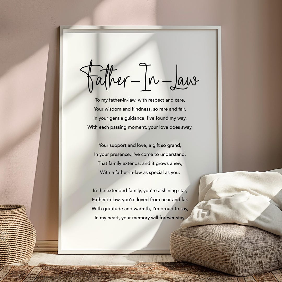 Father-in-law Poem Print, Gift for Father-in-law, Father-in-law ...