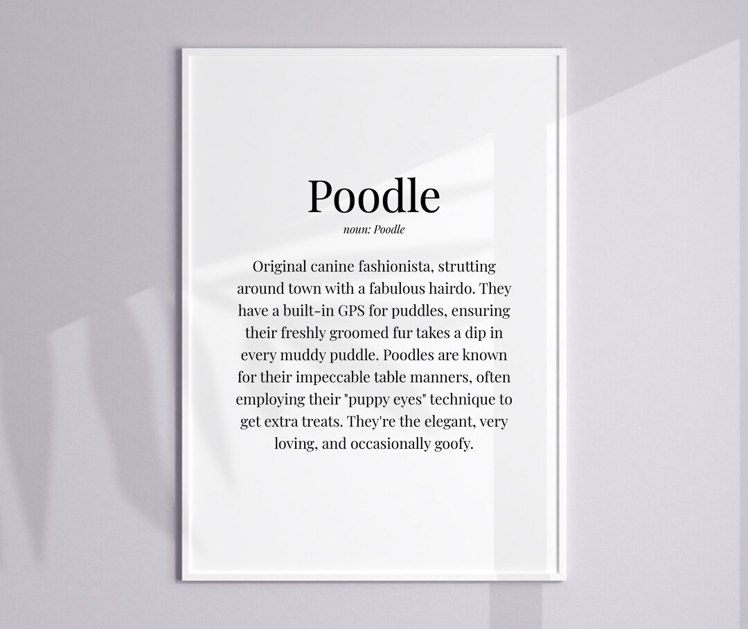 Poodle Definition Print, Poodle Poster, Poodle Home Decor, Poodle Wall ...