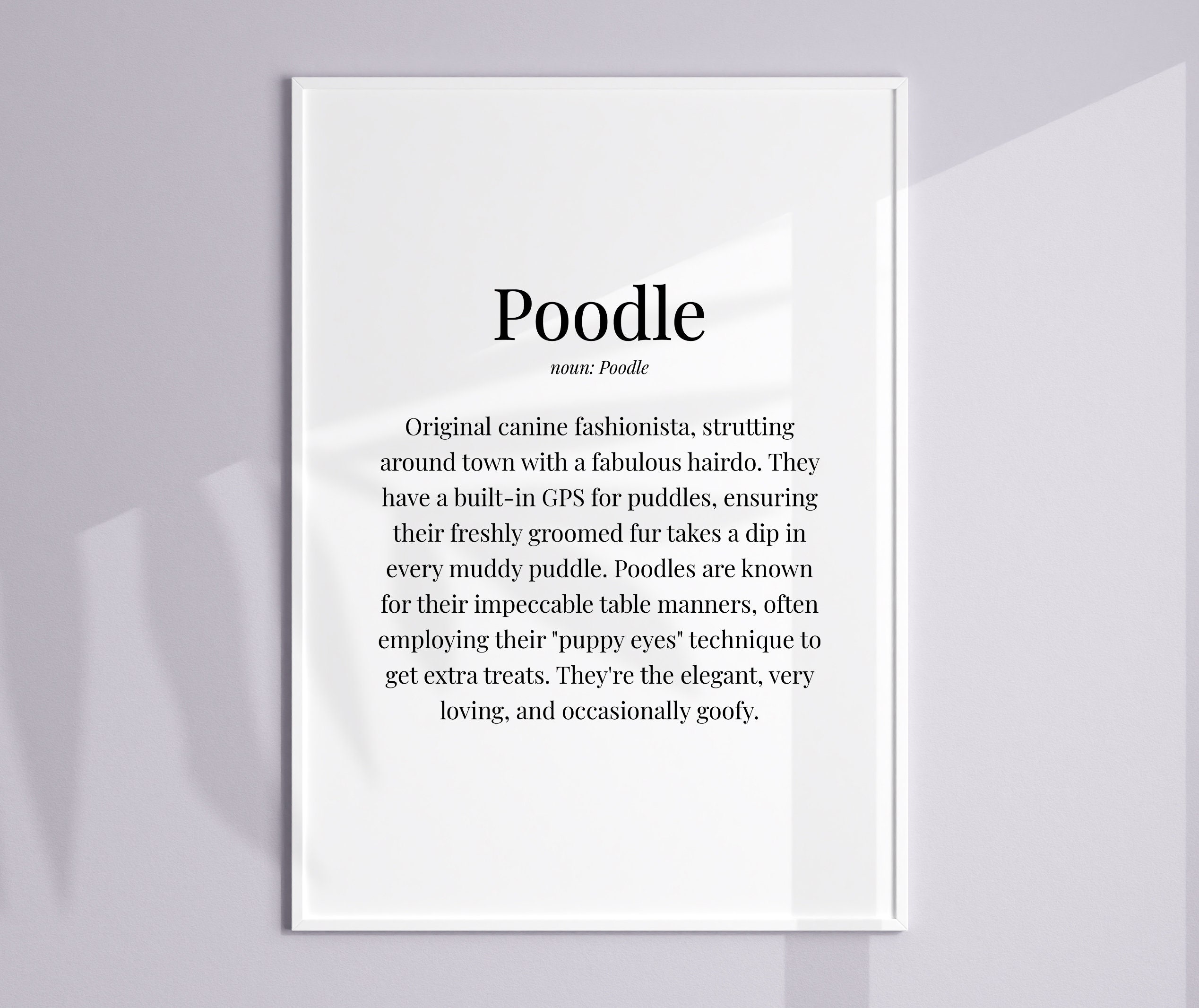 Poodle Definition Print Poodle Poster Poodle Home Decor - Etsy