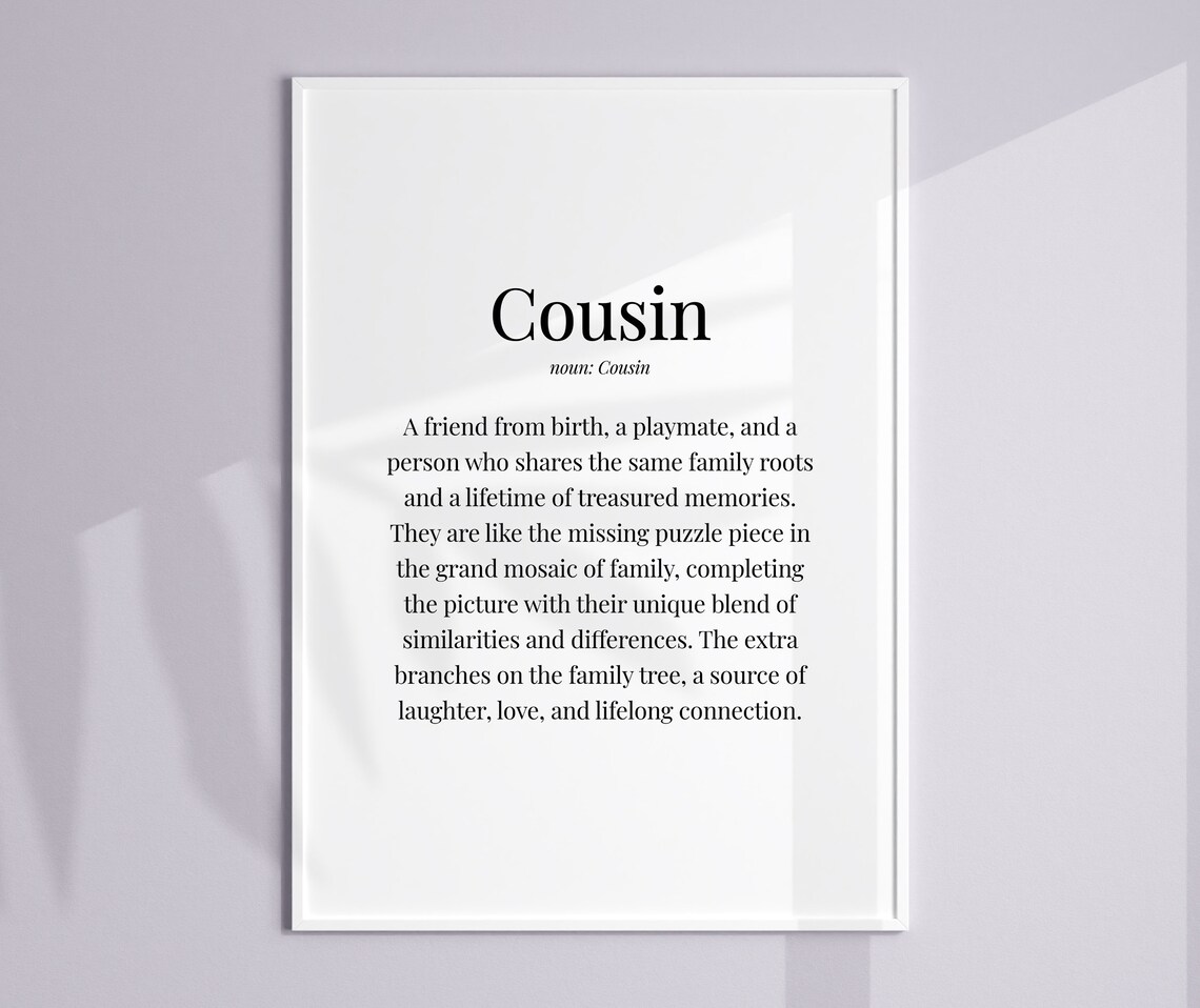 Cousin Definition Print, Gift for Cousin, Cousin Gifts, Cousin Birthday ...