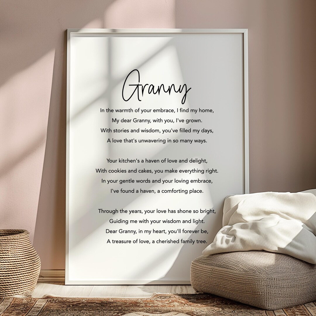 Granny Poem Print, Gift for Granny, Granny Birthday Gift, Granny ...